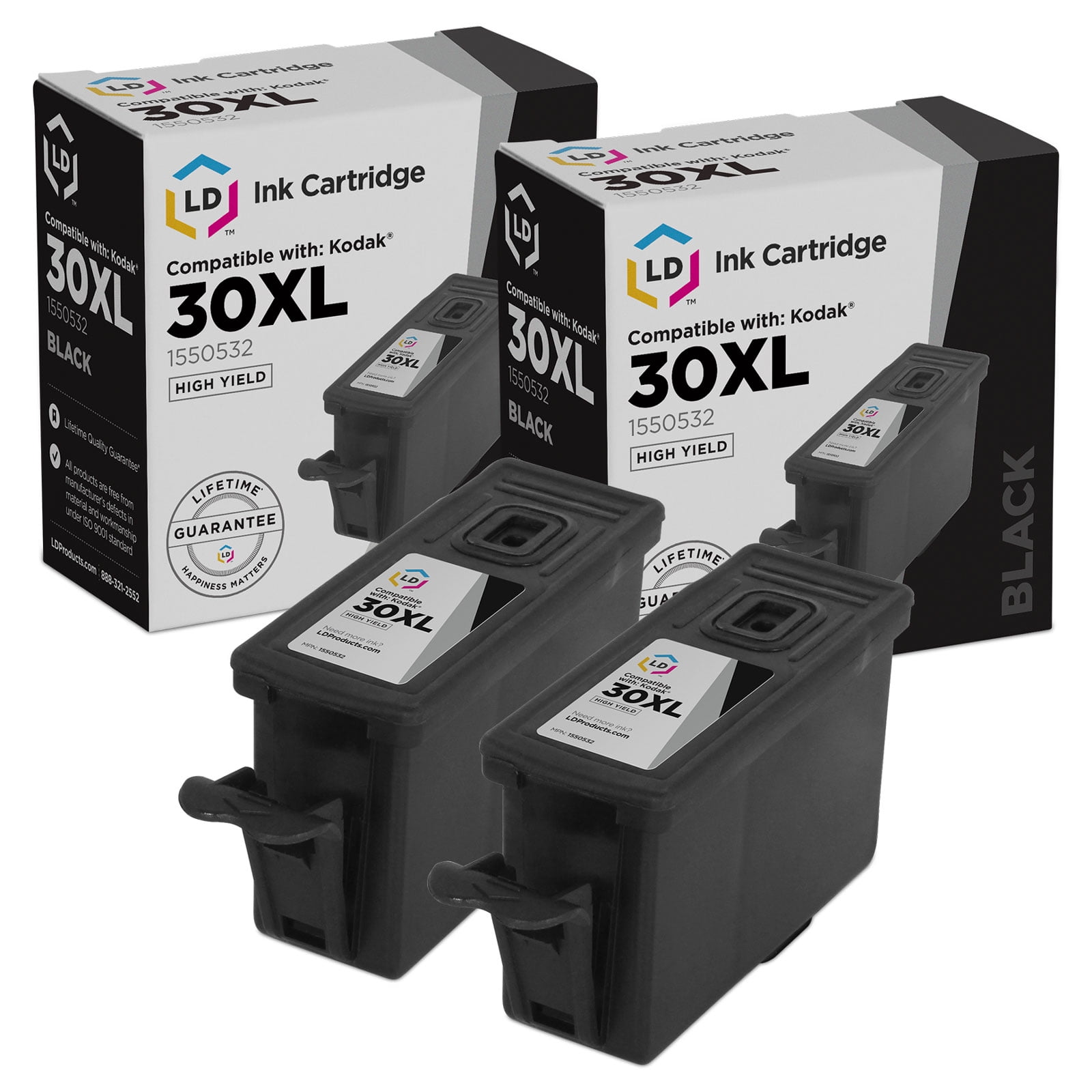 LD Compatible Ink Replacement for Kodak 30XL 1550532 HY (Black, 2-Pack ...
