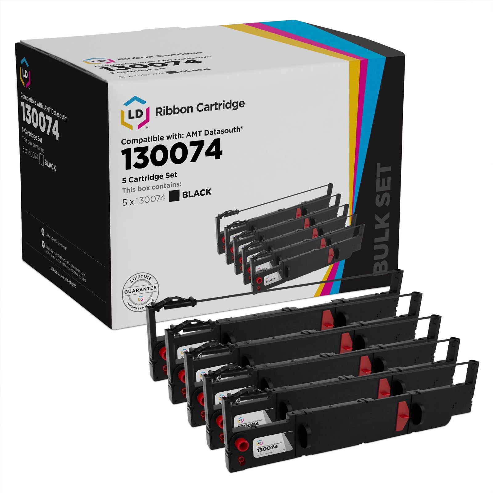 LD Compatible Replacement AMT Datasouth 130074 5PK Black Ribbon ...