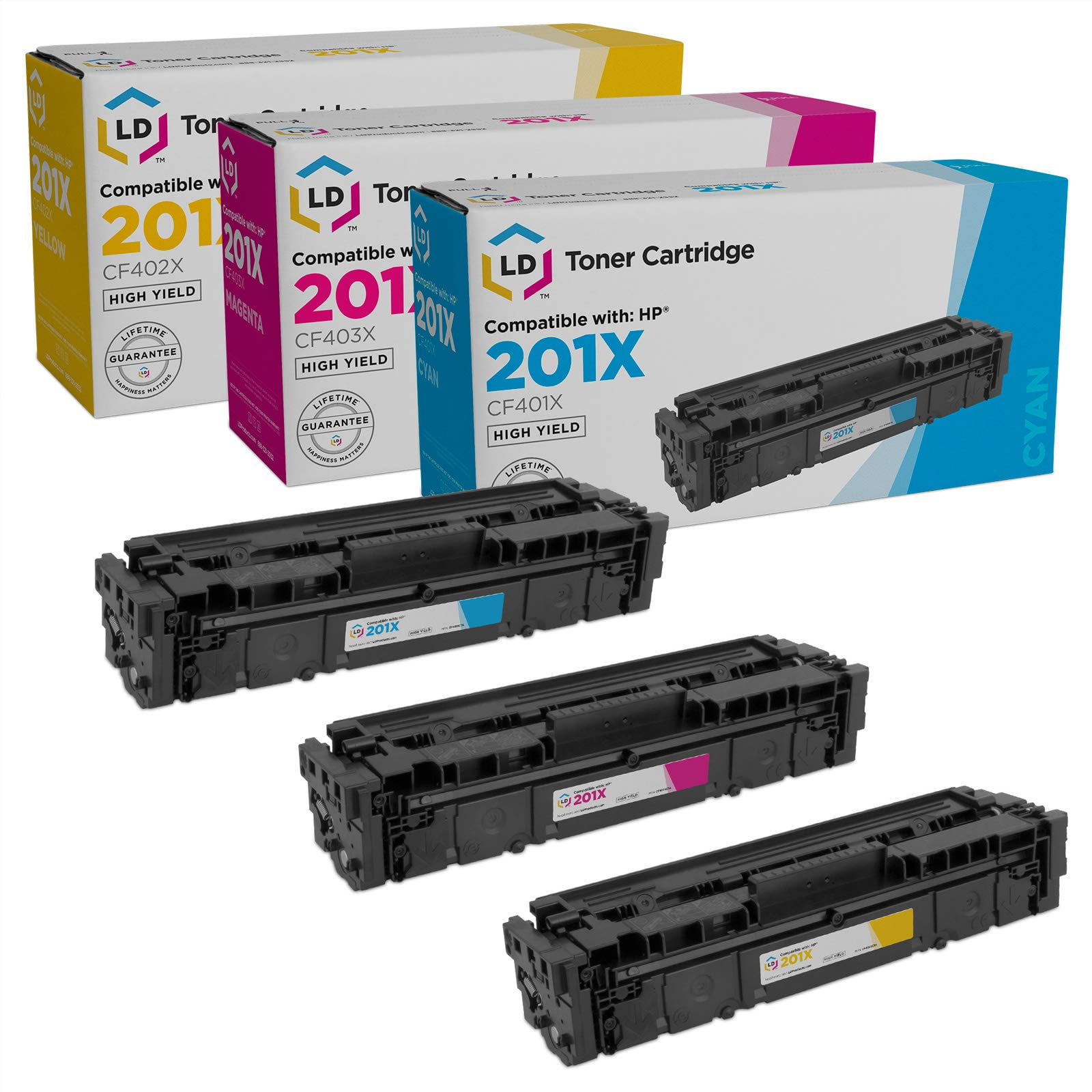LD Compatible Replacements for HP 201X 3PK: 1 CF401X C/1 CF402X Y/1 ...