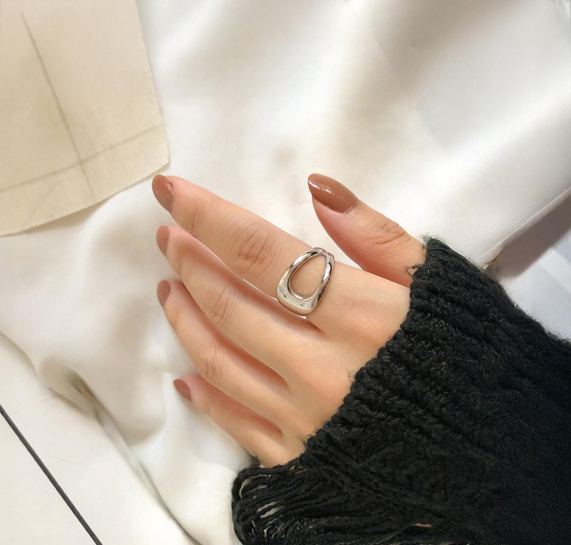 LD DESIGNS 925 Sterling Silver Hole Ring | Adjustable Statement Ring ...