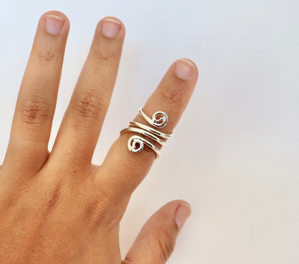 LD DESIGNS Adjustable Sterling Silver Mallet Finger Splint Ring | Handmade Trigger Finger ...