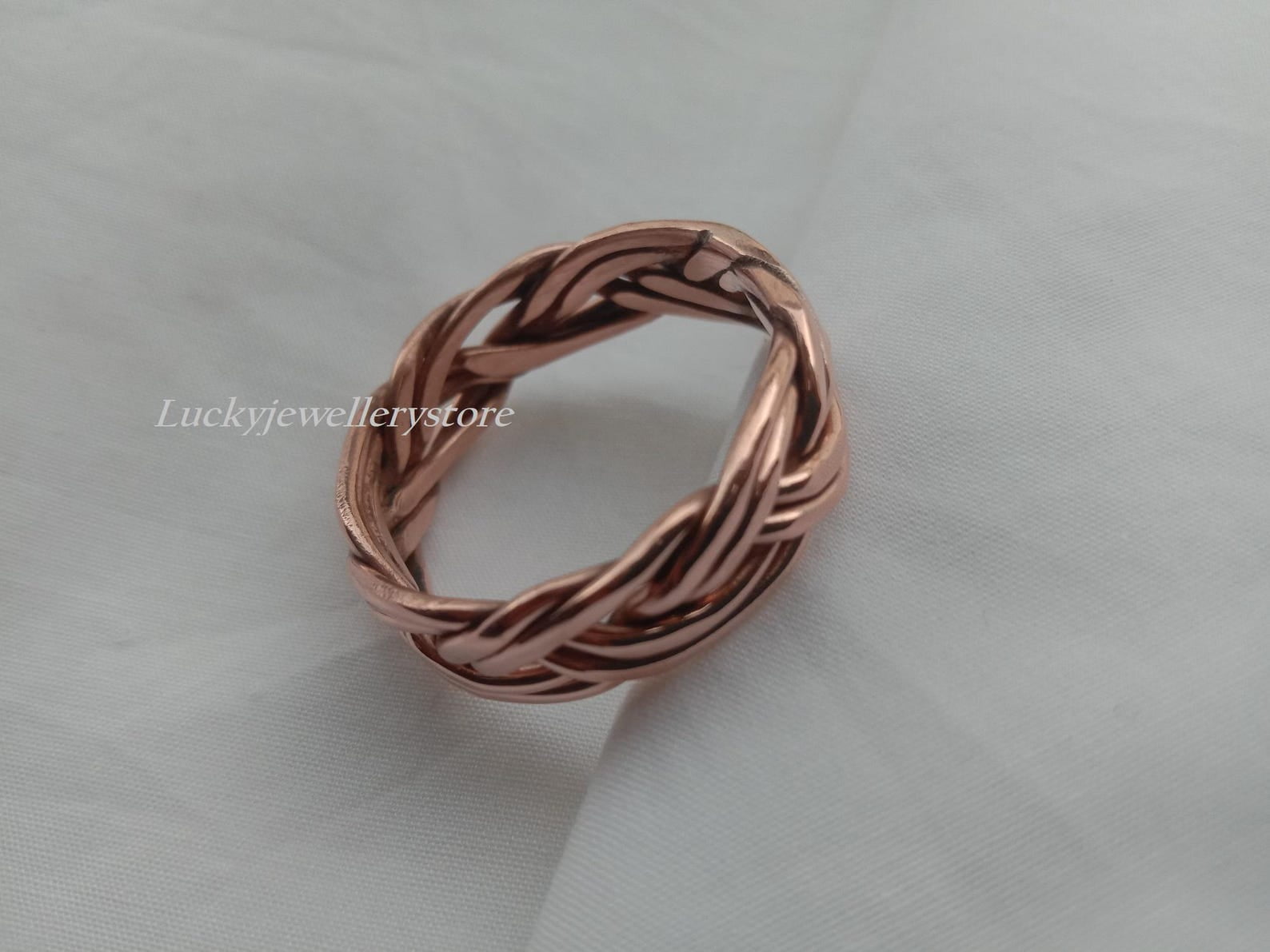 LD DESIGNS Braided Copper Ring, Handcrafted Polished Boho Woven Band ...