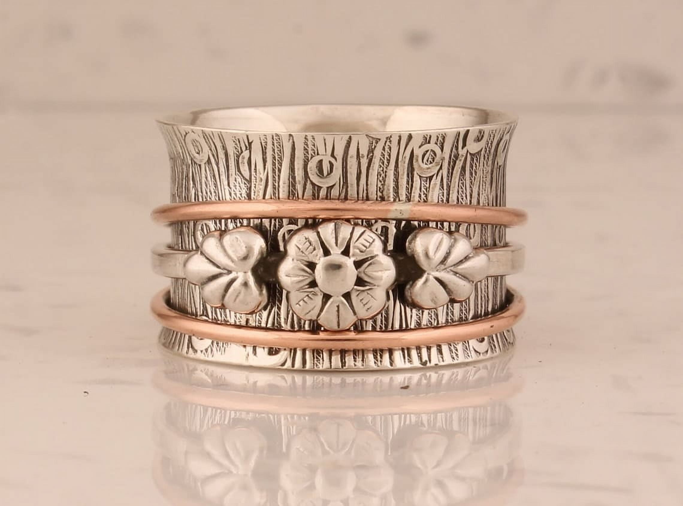 LD DESIGNS Handmade Flower Two-Tone Spinner Ring – 925 Sterling Silver ...