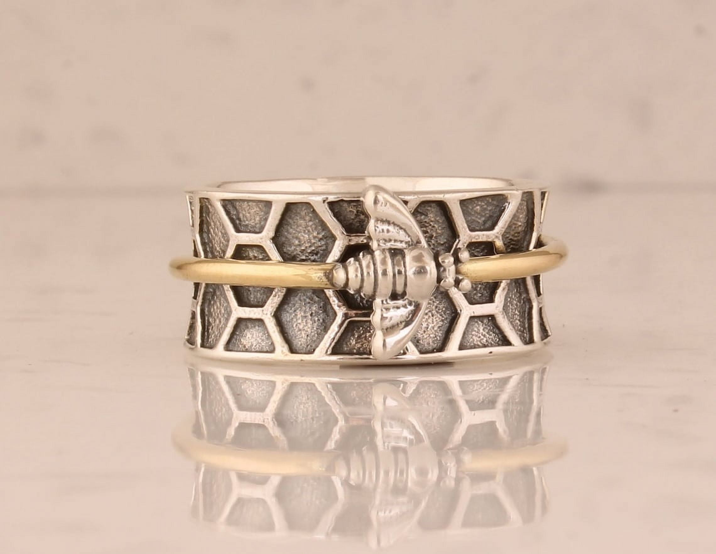 LD DESIGNS Handmade Honey Bee Spinner Ring – Oxidized 925 Sterling ...
