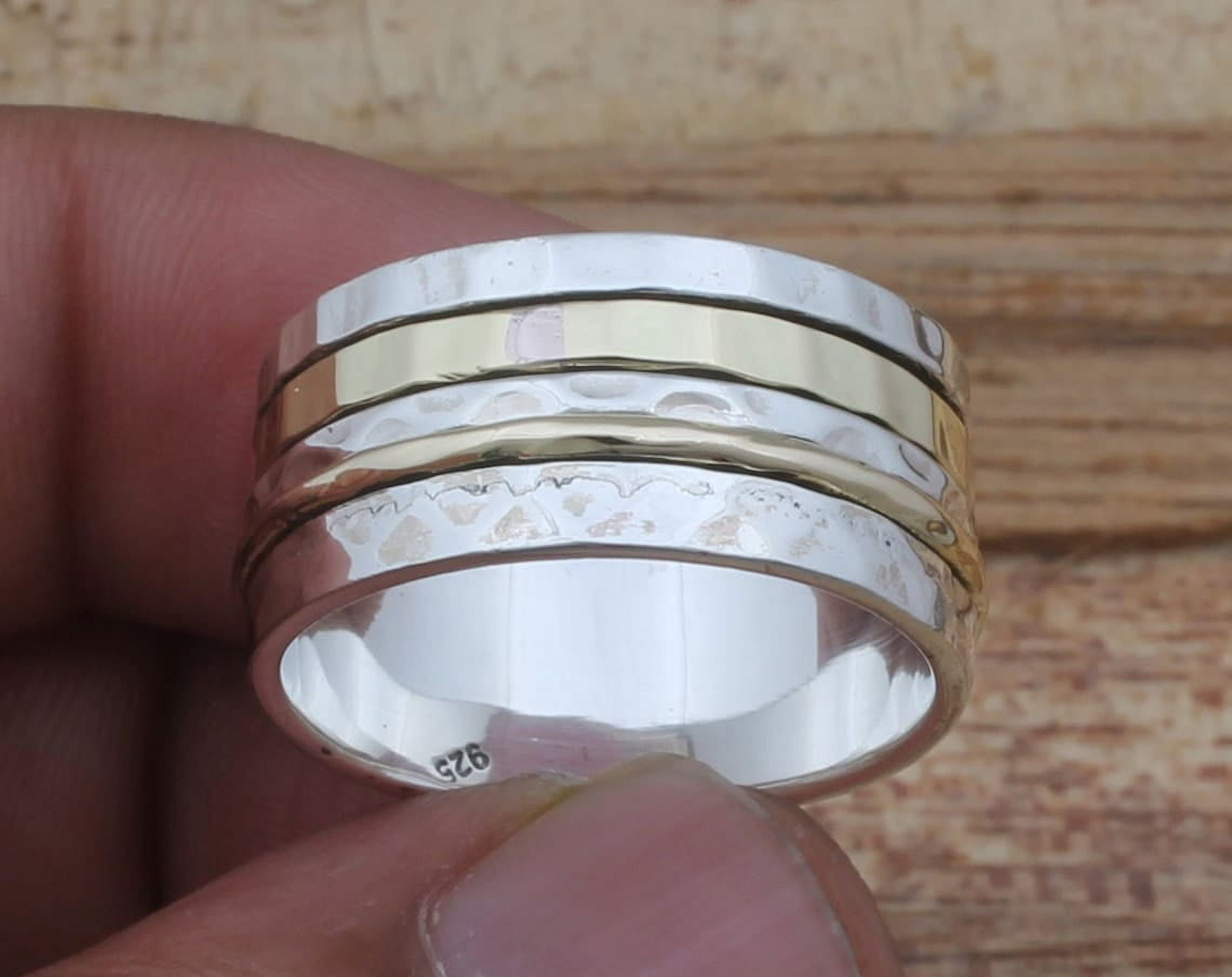 LD DESIGNS Handmade Textured Hammered Sterling Silver Spinner Ring ...