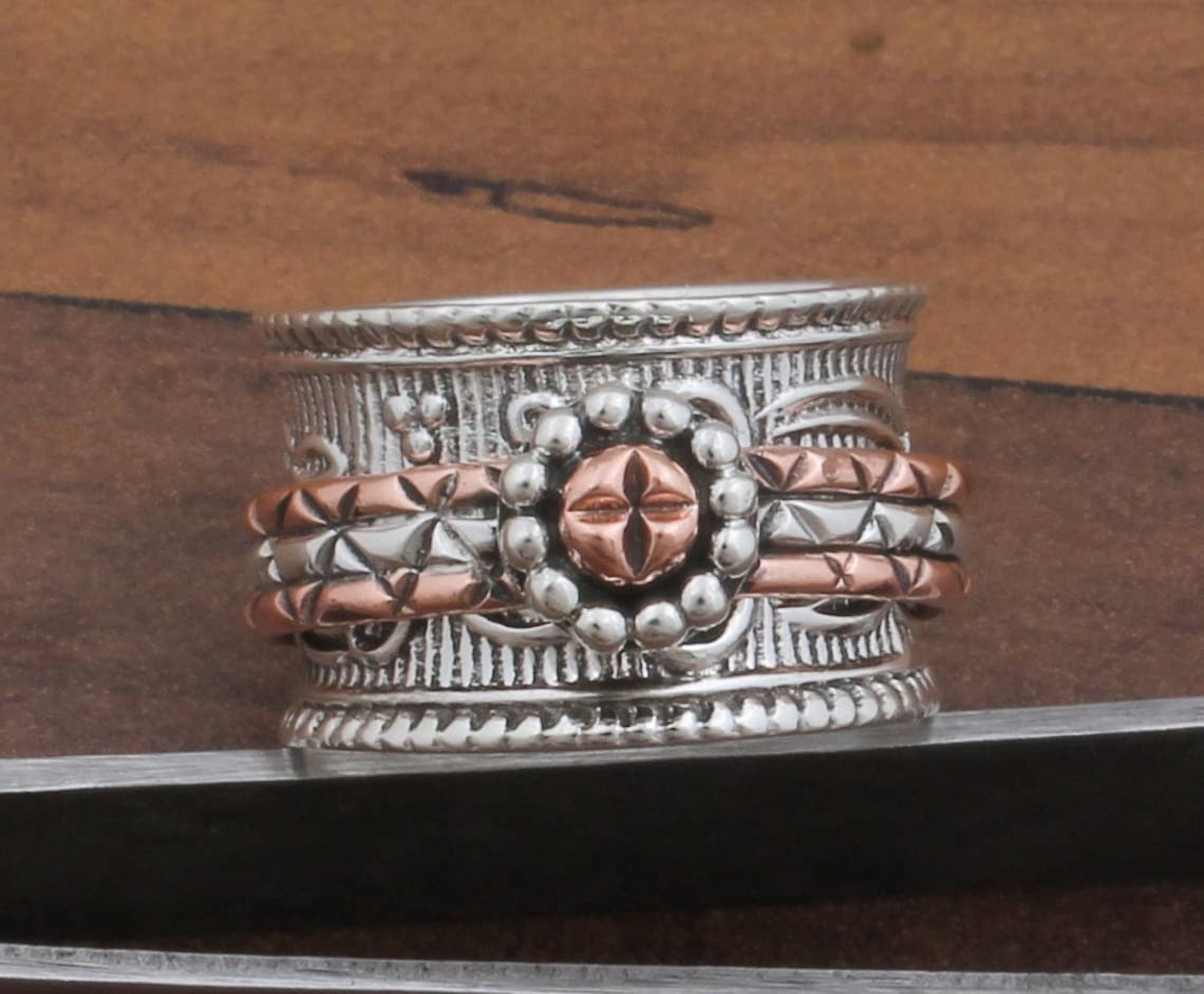 LD DESIGNS Handmade Two-Tone Flower Spinner Ring – 925 Sterling Silver ...