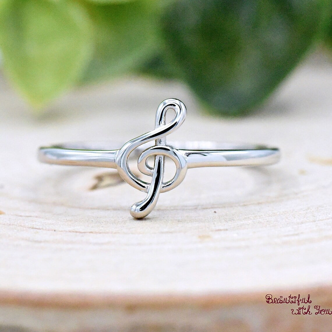 LD DESIGNS Music Ring, Treble Clef Musicians Ring, Solid 925 Sterling ...