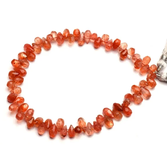LD DESIGNS Natural Sunstone Teardrop Beads, 6x4–7x5mm Faceted Pear ...