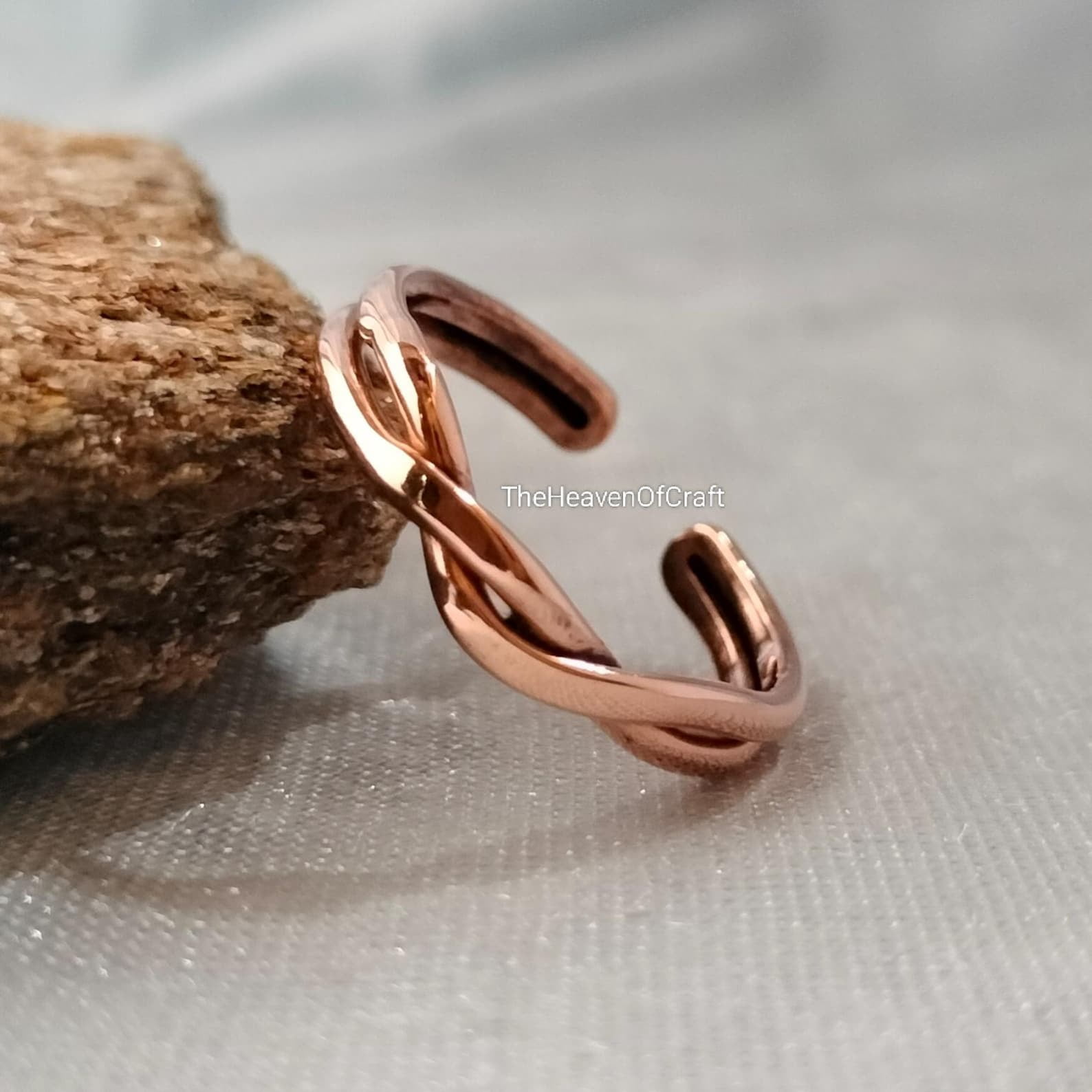 LD DESIGNS Pure Copper Ring Minimalist Adjustable Open Cuff Band With ...