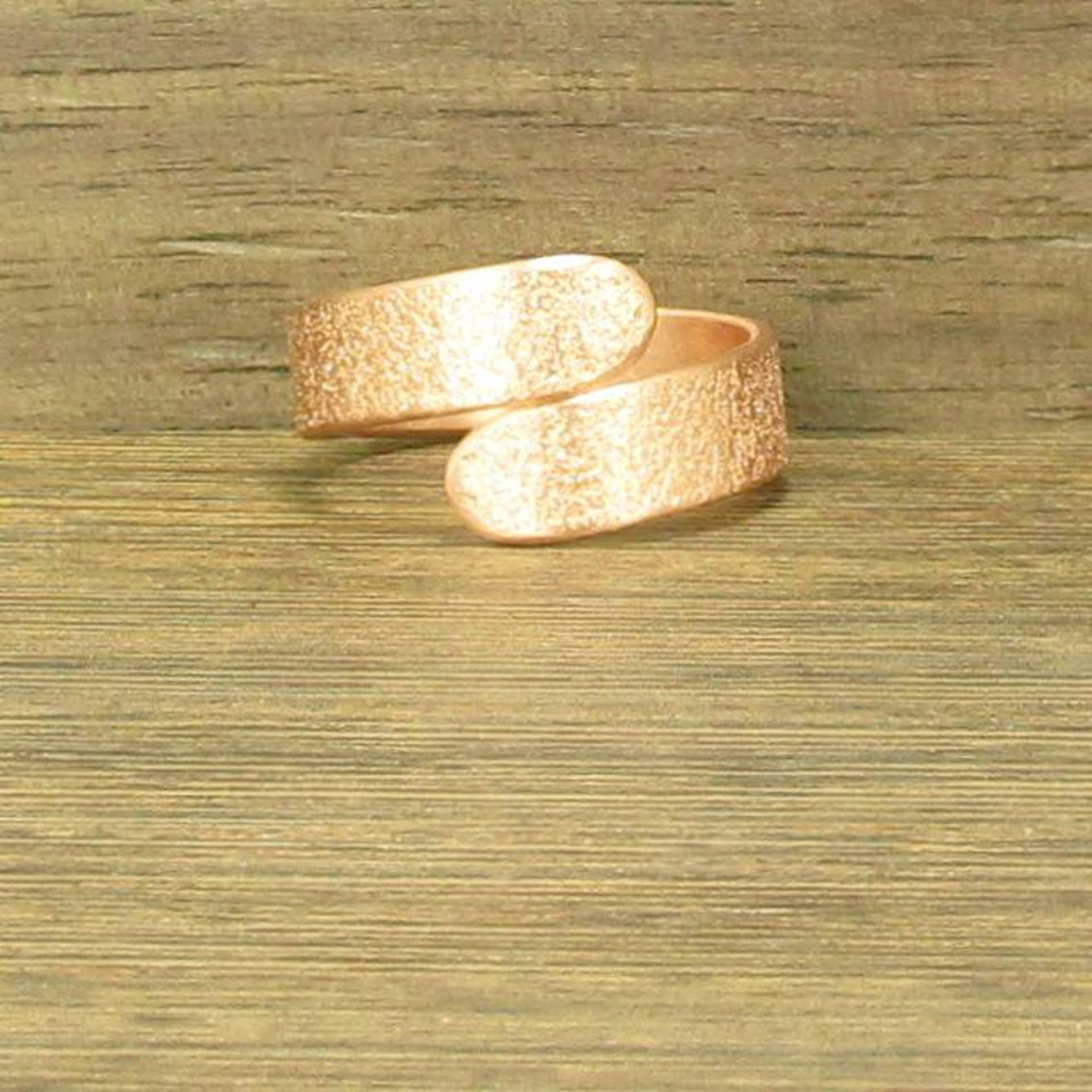 LD DESIGNS Rose Gold Plated Ring Handmade Textured Open Band Statement ...