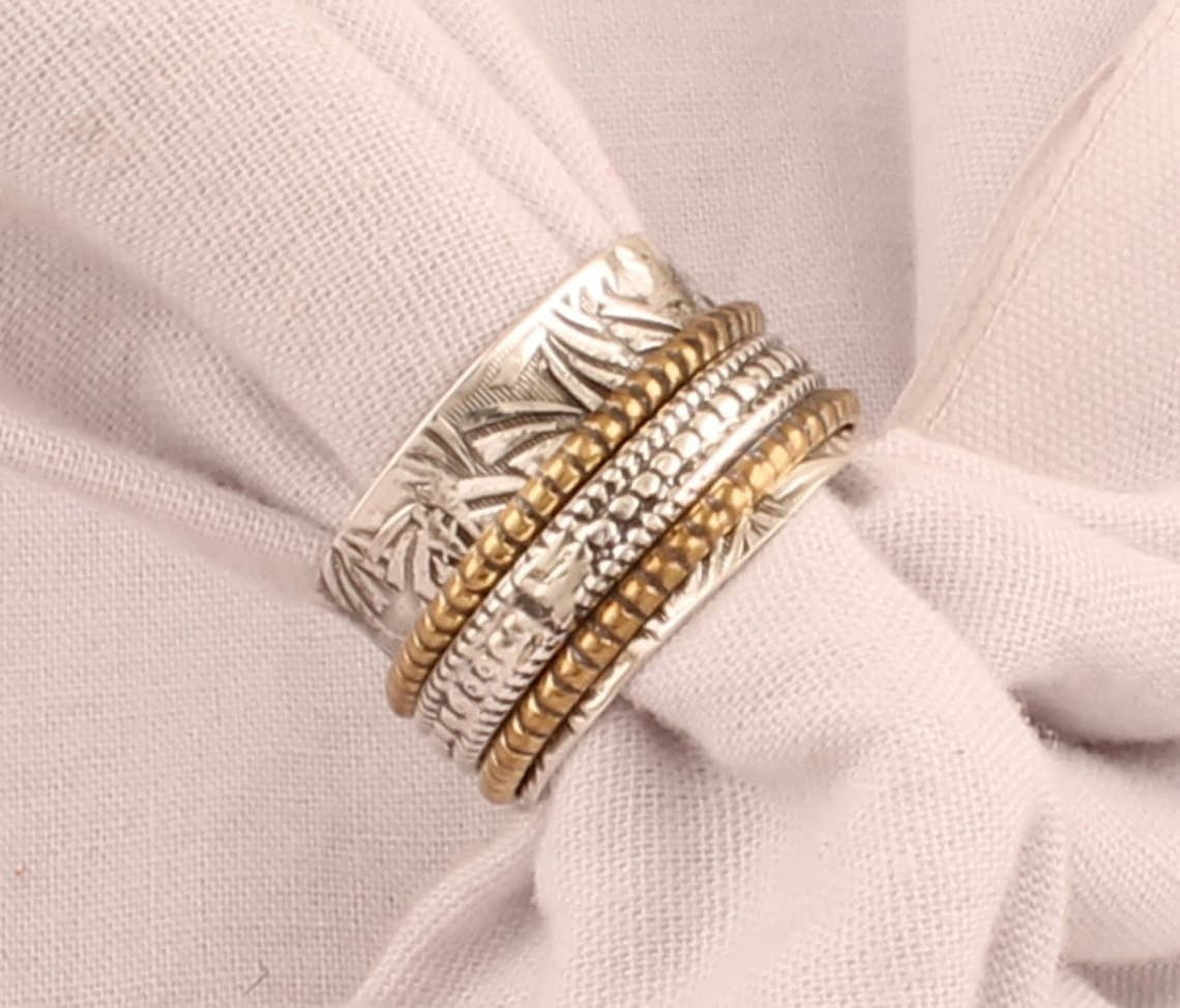 LD DESIGNS Textured 925 Sterling Silver Spinner Ring for Women ...