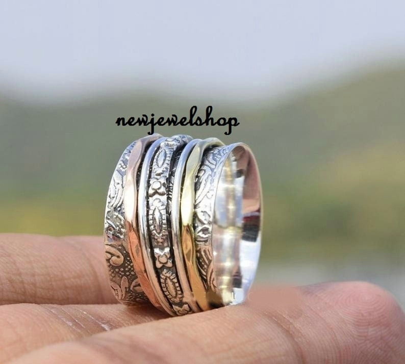 LD DESIGNS silver spinner ring Boho Silver Ring with Multi-Band ...