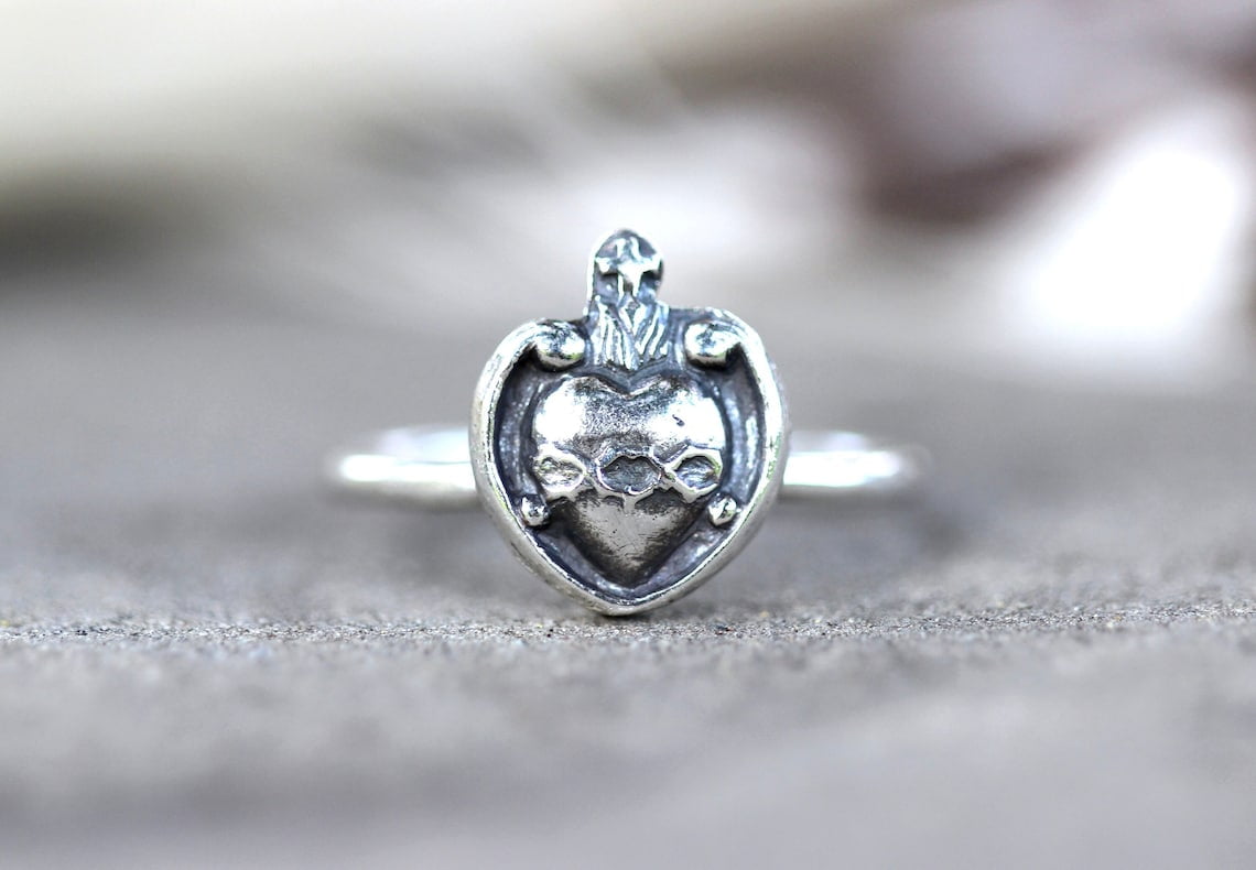 LD DESIGNSSacred Heart Ring Sacred Heart Jewelry Heart Milagro Ring ...