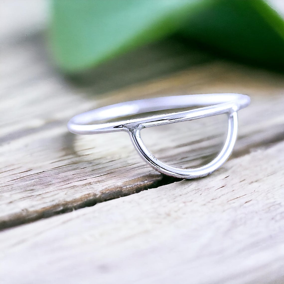LD DESIGNSSterling Silver Half Moon Ring – Celestial Crescent Moon Band, Minimalist Lunar ...