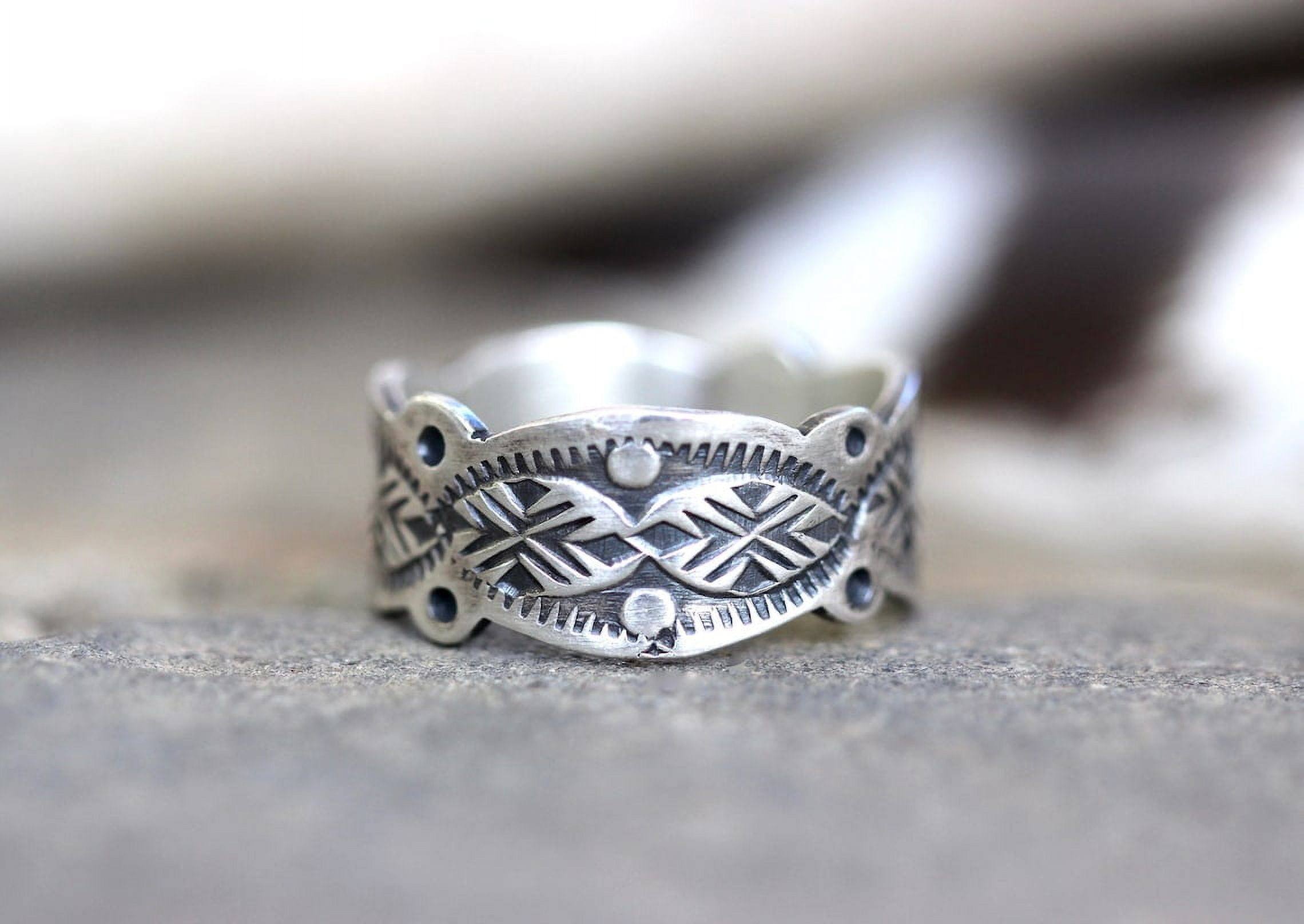 LD DESIGNSSterling Silver Thumb Ring Stamped Silver Ring Silver Pattern ...