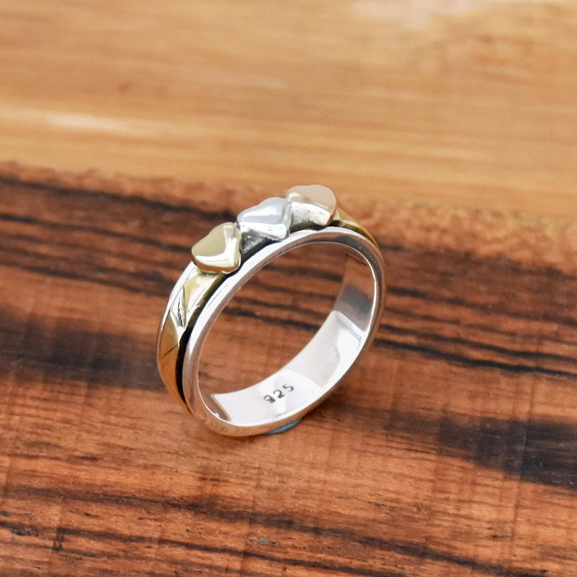 LD DESIGNSTriple Heart Ring, 925 Sterling Silver, Narrow Band Ring ...