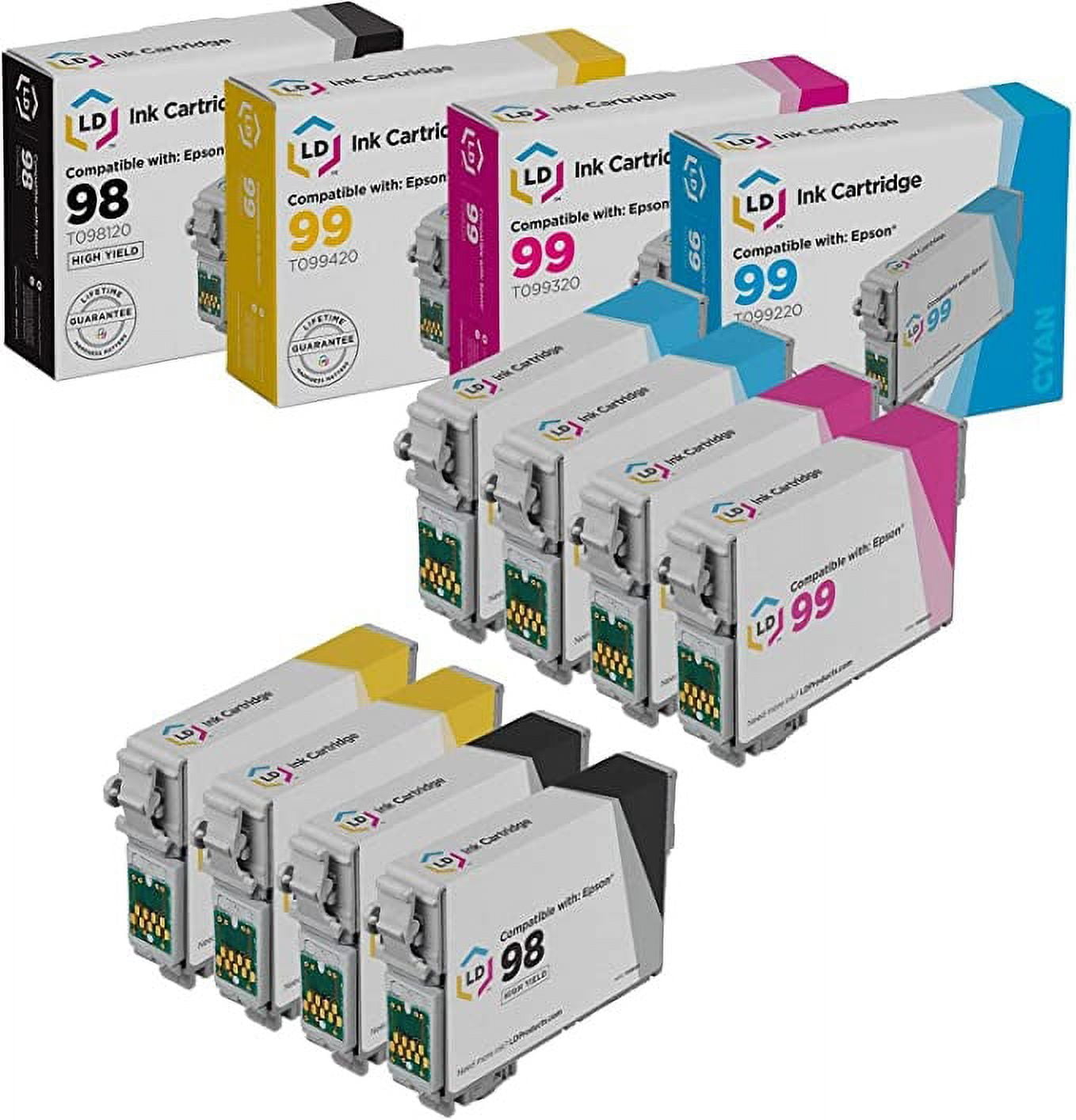 LD Ink Cartridge Replacements for Epson 98 & 99 (Black, Cyan, Magenta ...