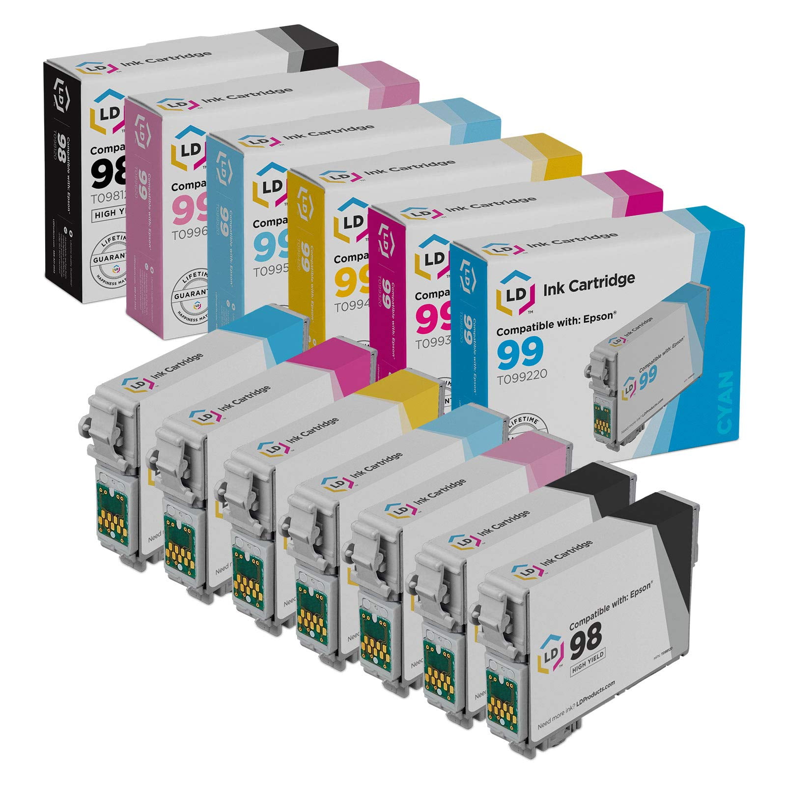 LD Ink Cartridge Replacements for Epson 98 & 99 (Black, Cyan, Magenta ...