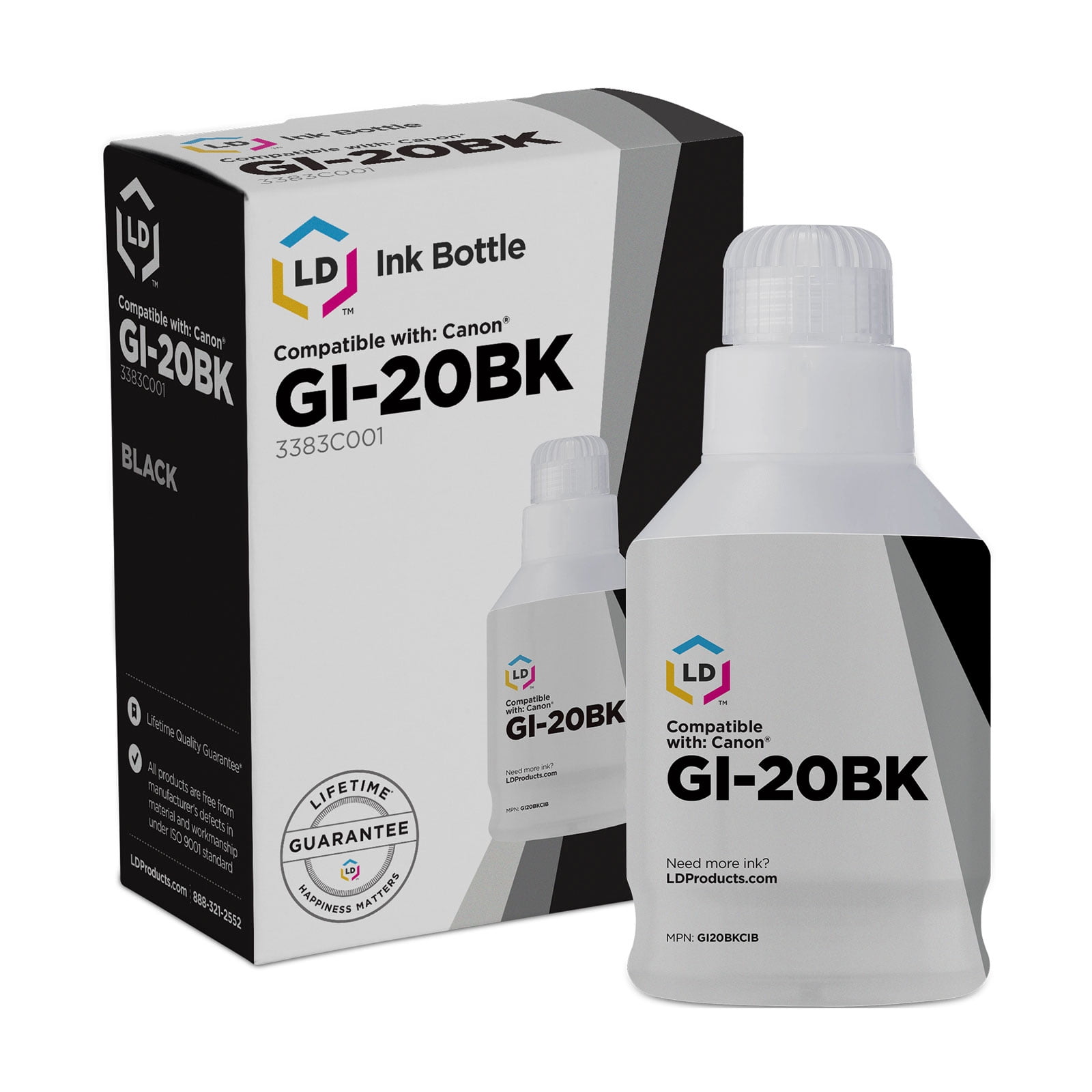 LD Products Compatible Ink Bottle Replacement for Canon GI-20BK Black ...