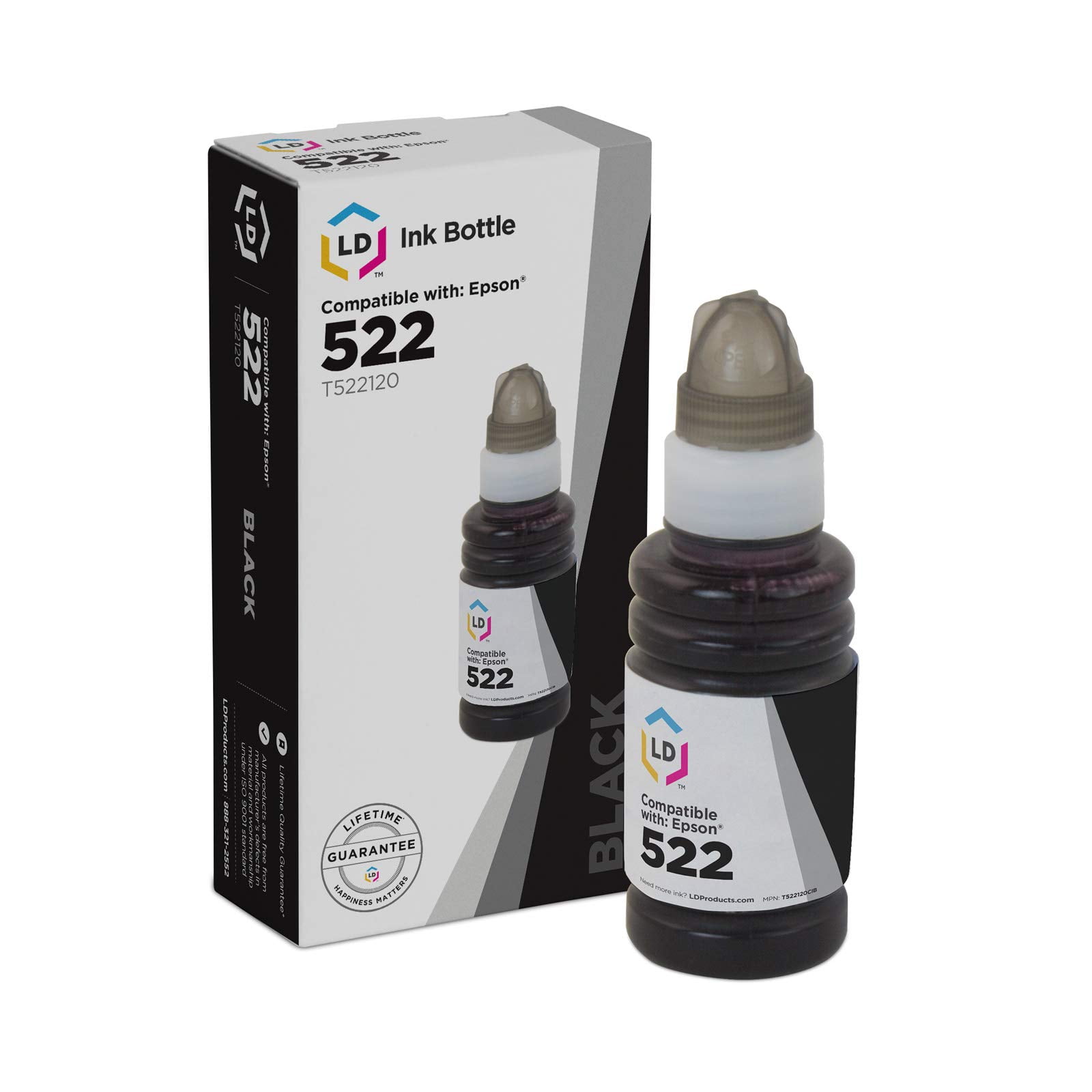 LD Compatible Replacement Epson 522 / T522120 EcoTank Black Ink Bottle ...