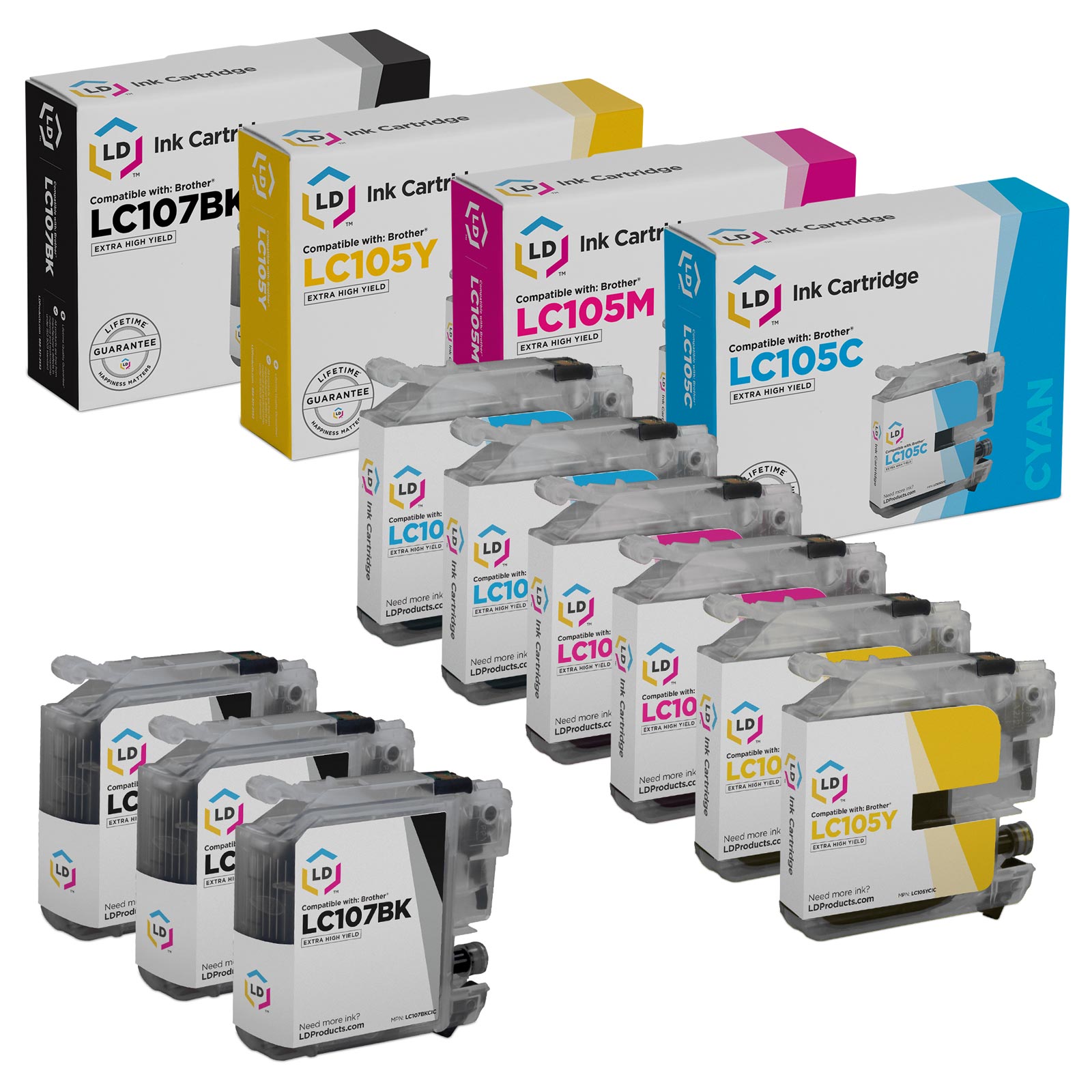 LD Products Compatible Ink Cartridge Replacement for Brother LC107 ...