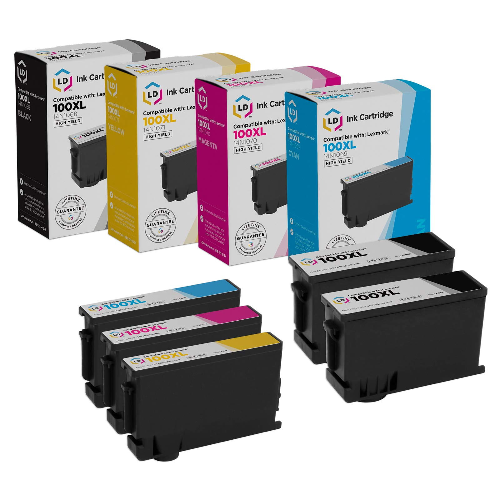 LD Products Compatible Replacement Lexmark 100XL Set of 5 High Yield ...