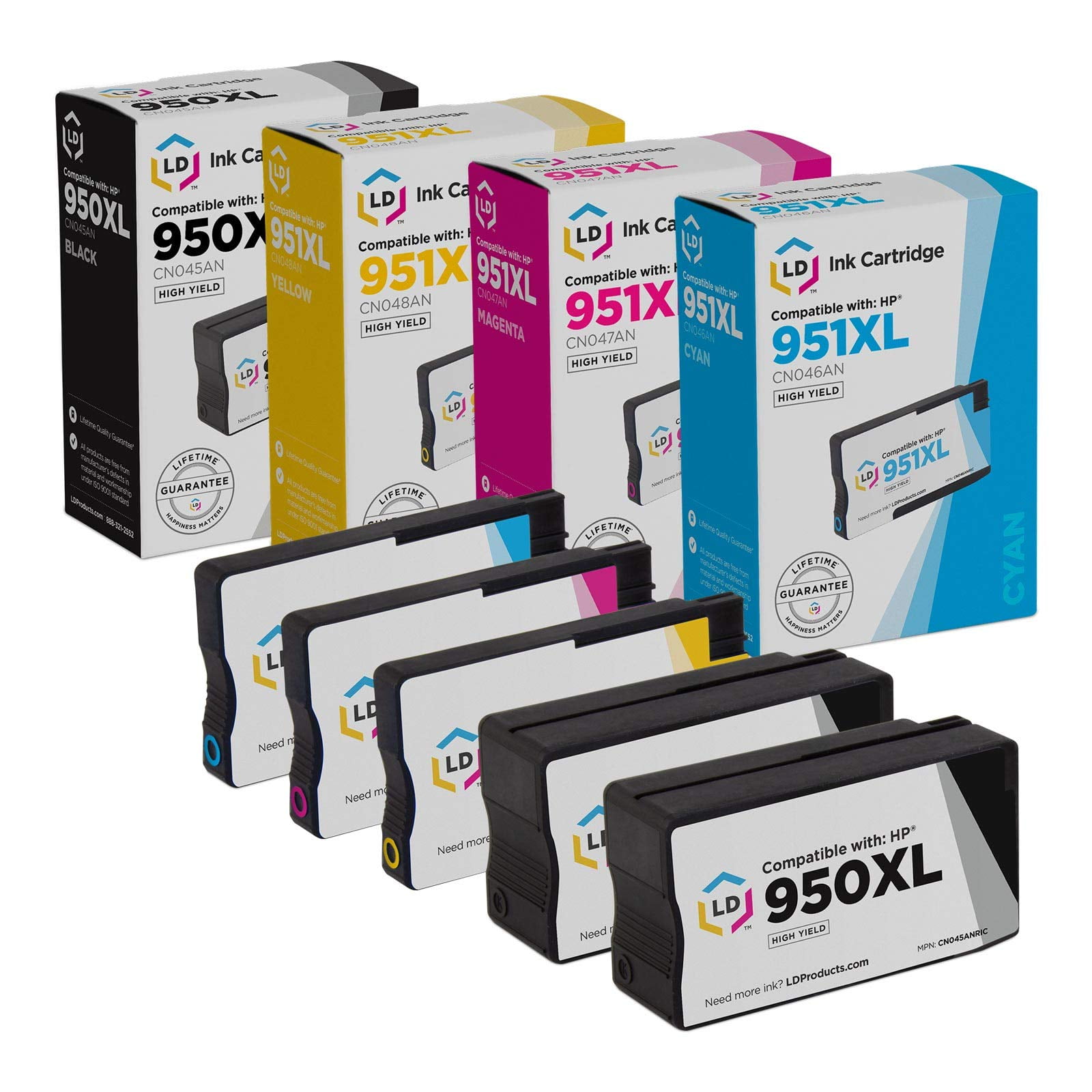 LD Products Compatible Ink Replacements for HP 950XL 951XL HY (2 Blk, 1 ...