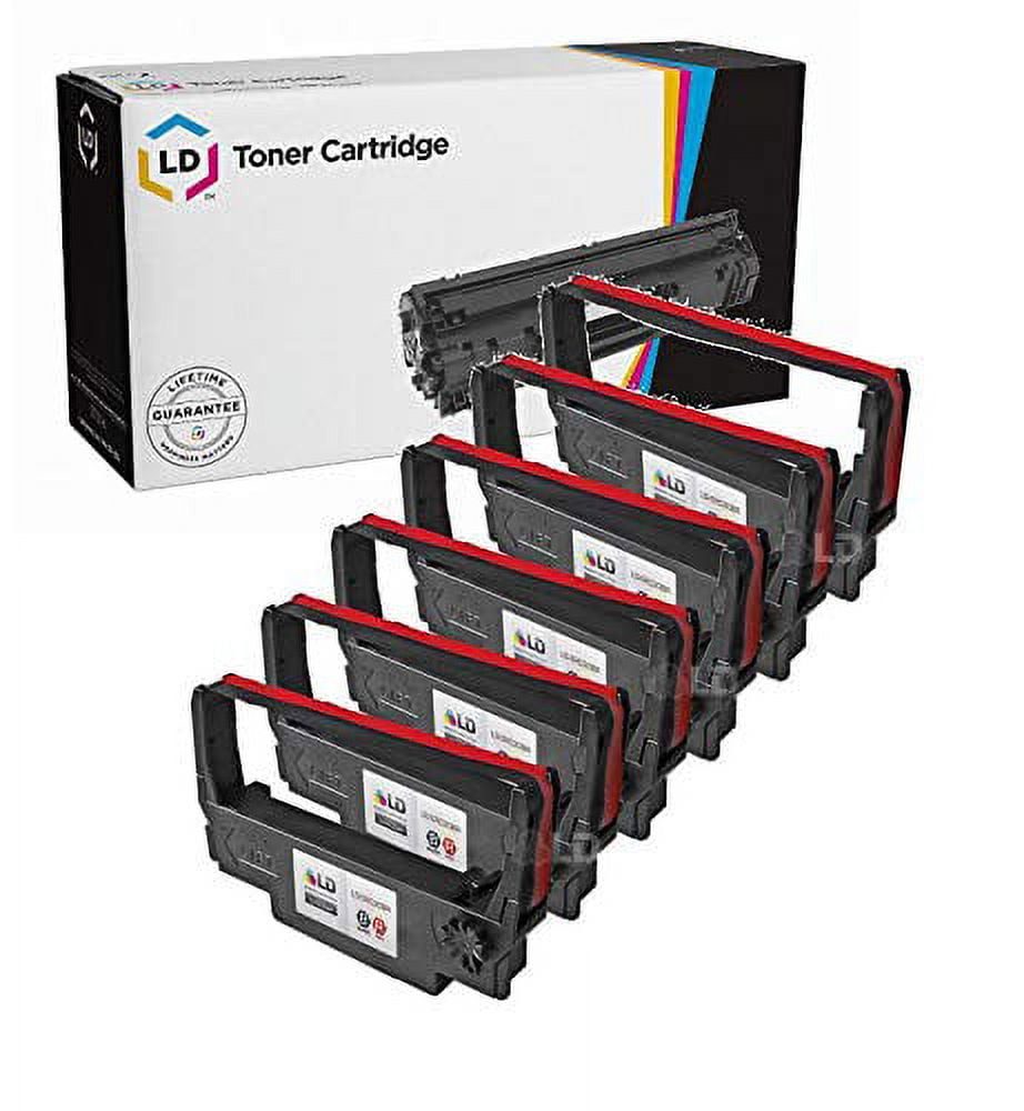 LD Compatible Replacement 6PK ERC-30BR Black & Red Ribbon for Epson ...