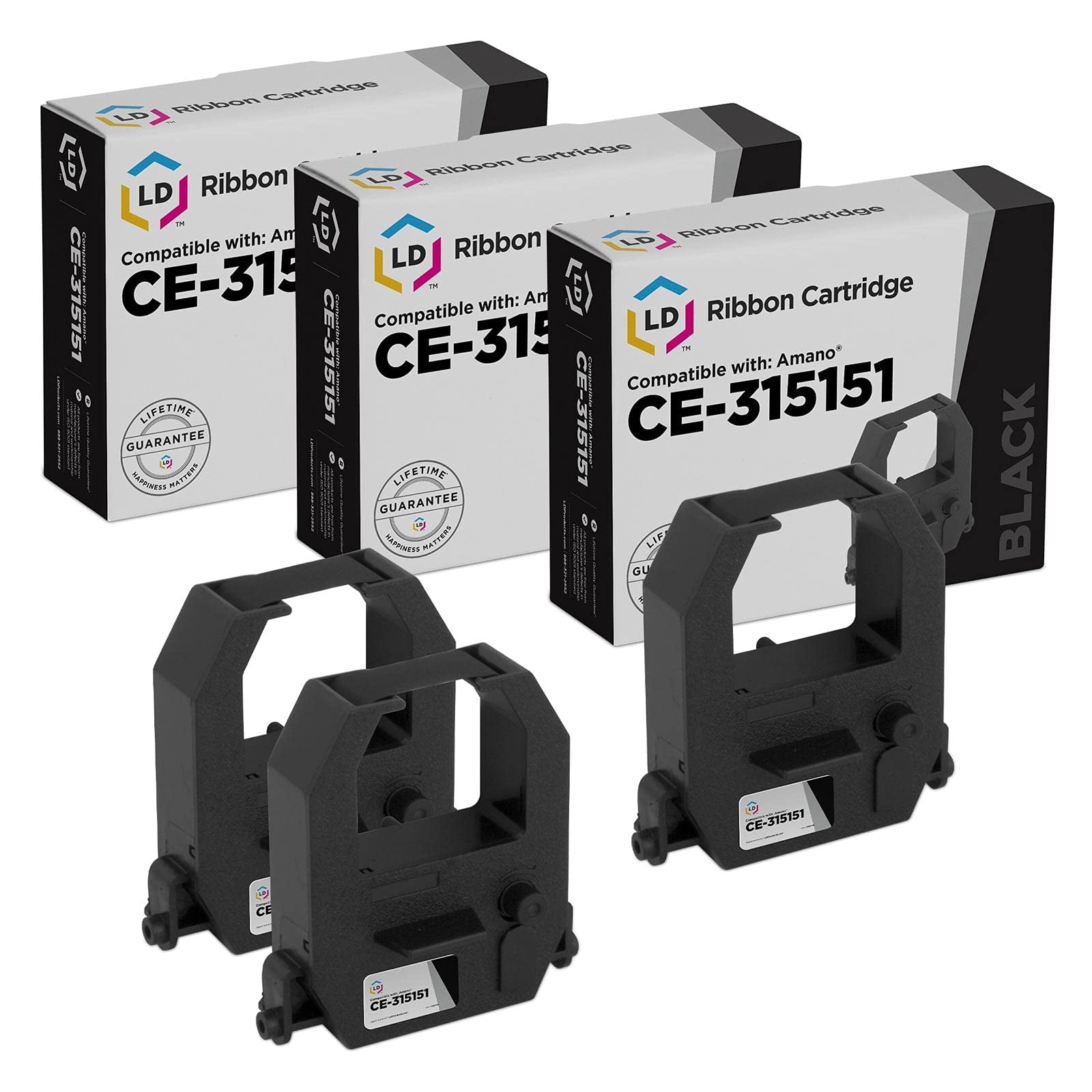 LD Compatible Replacement 3PK CE-315151 CE315151 Black Ribbon for Amano ...