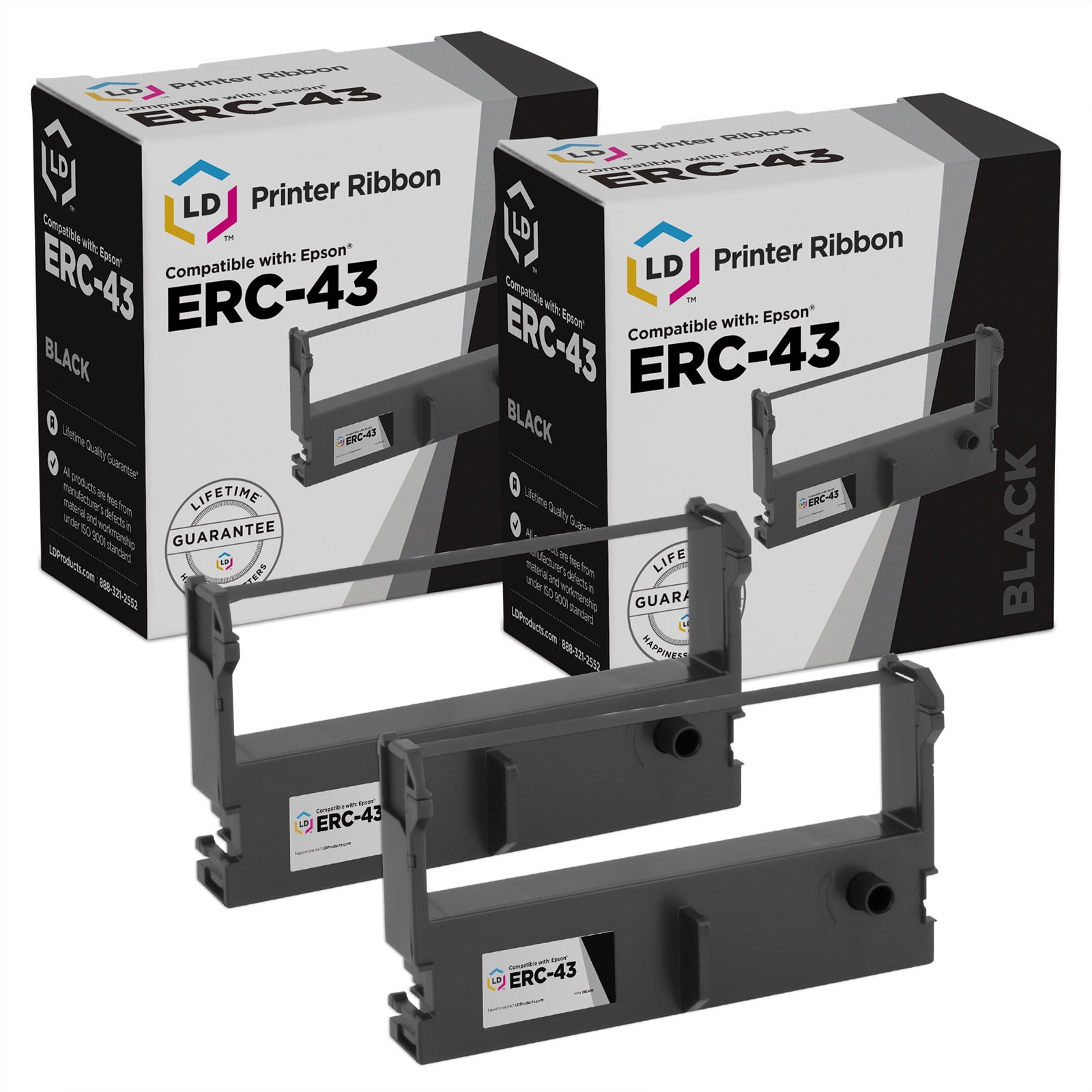 LD Compatible Replacement ERC-43 Black Ribbon Cartridge Set of 2 for ...