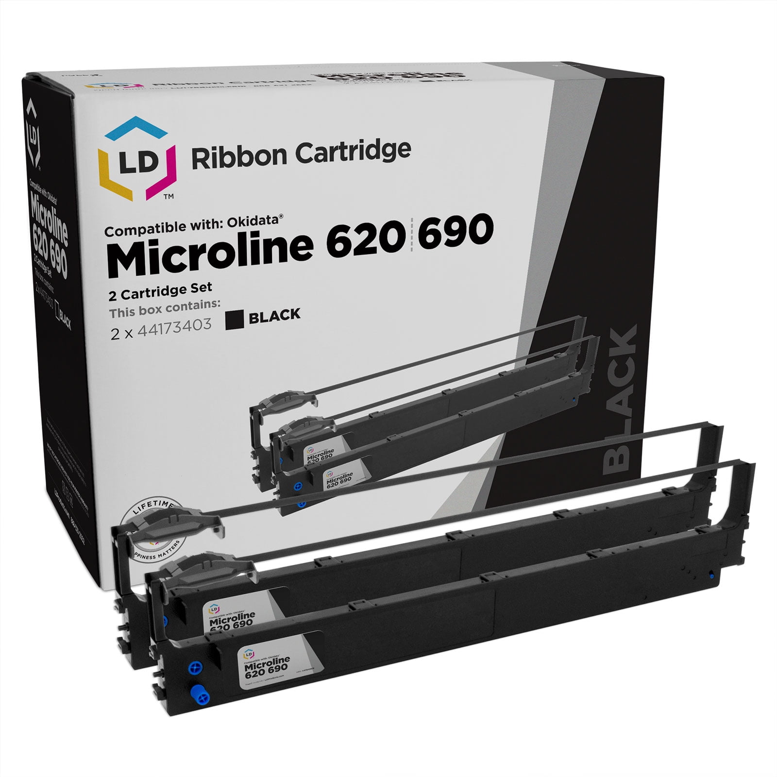 LD Compatible Replacement Okidata 44173403 2PK Black Ribbon Cartridges ...