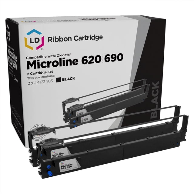 LD Compatible Replacement Okidata 44173403 2PK Black Ribbon Cartridges ...
