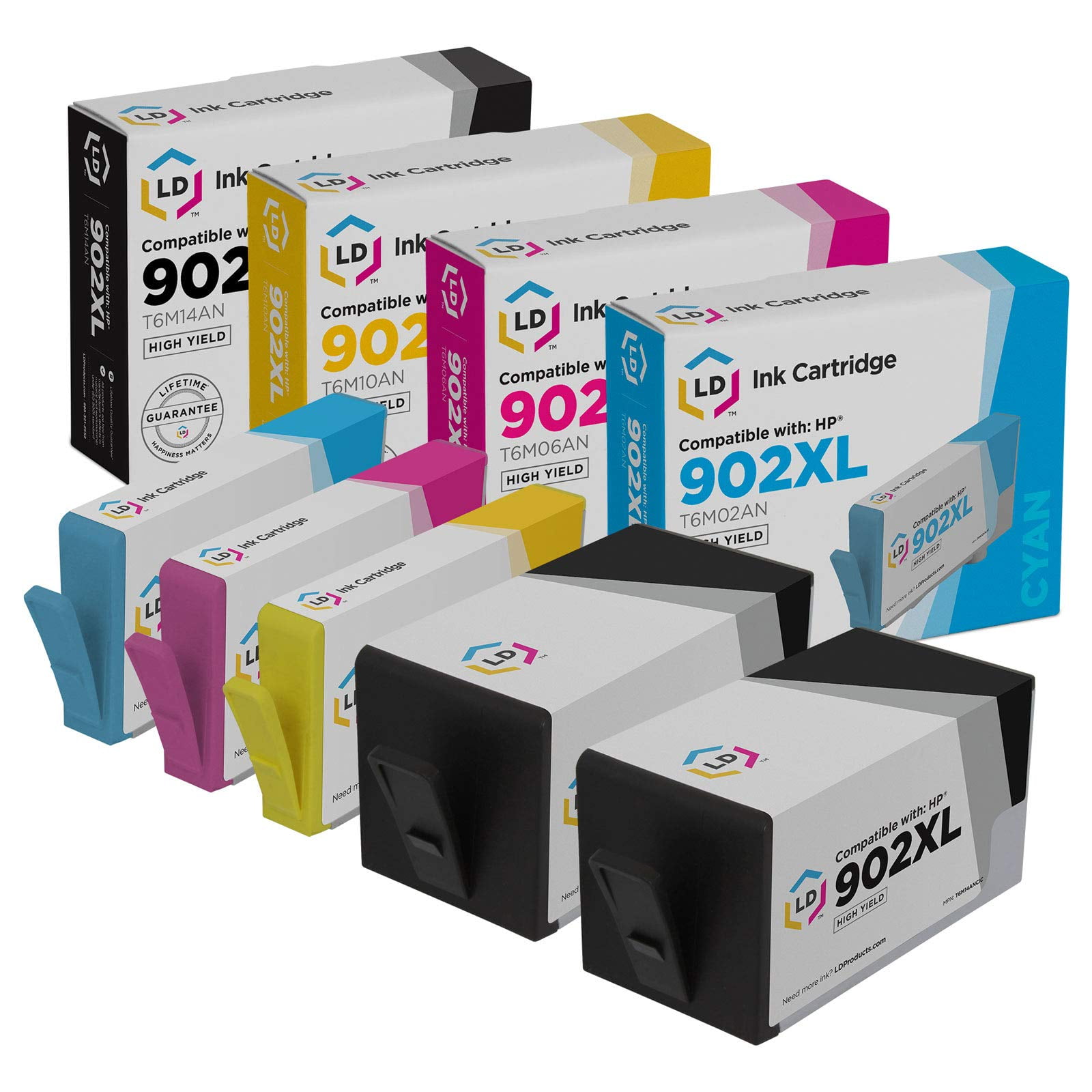 LD Products 5pk Compatible Replacement Ink Cartridge for HP 902 XL ...