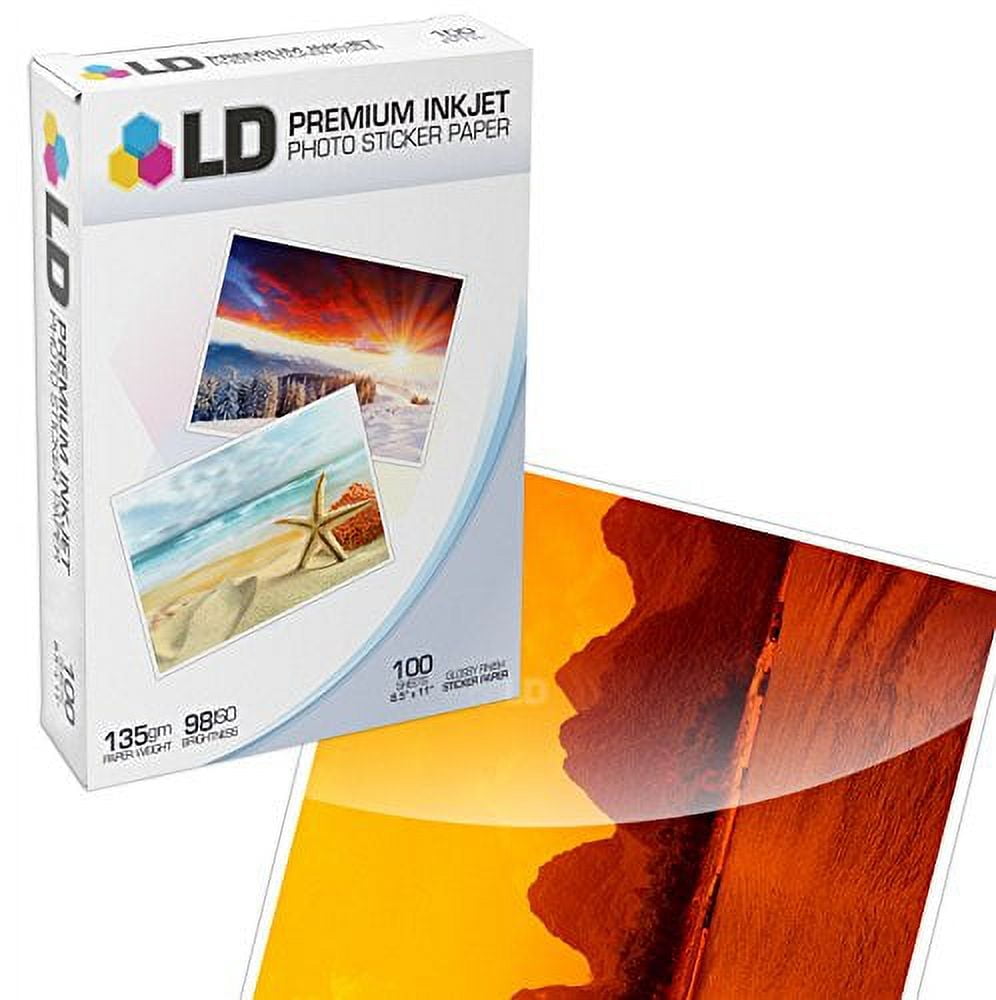 LD Products Compatible Replacement Glossy Inkjet Photo Sticker Paper (8 ...