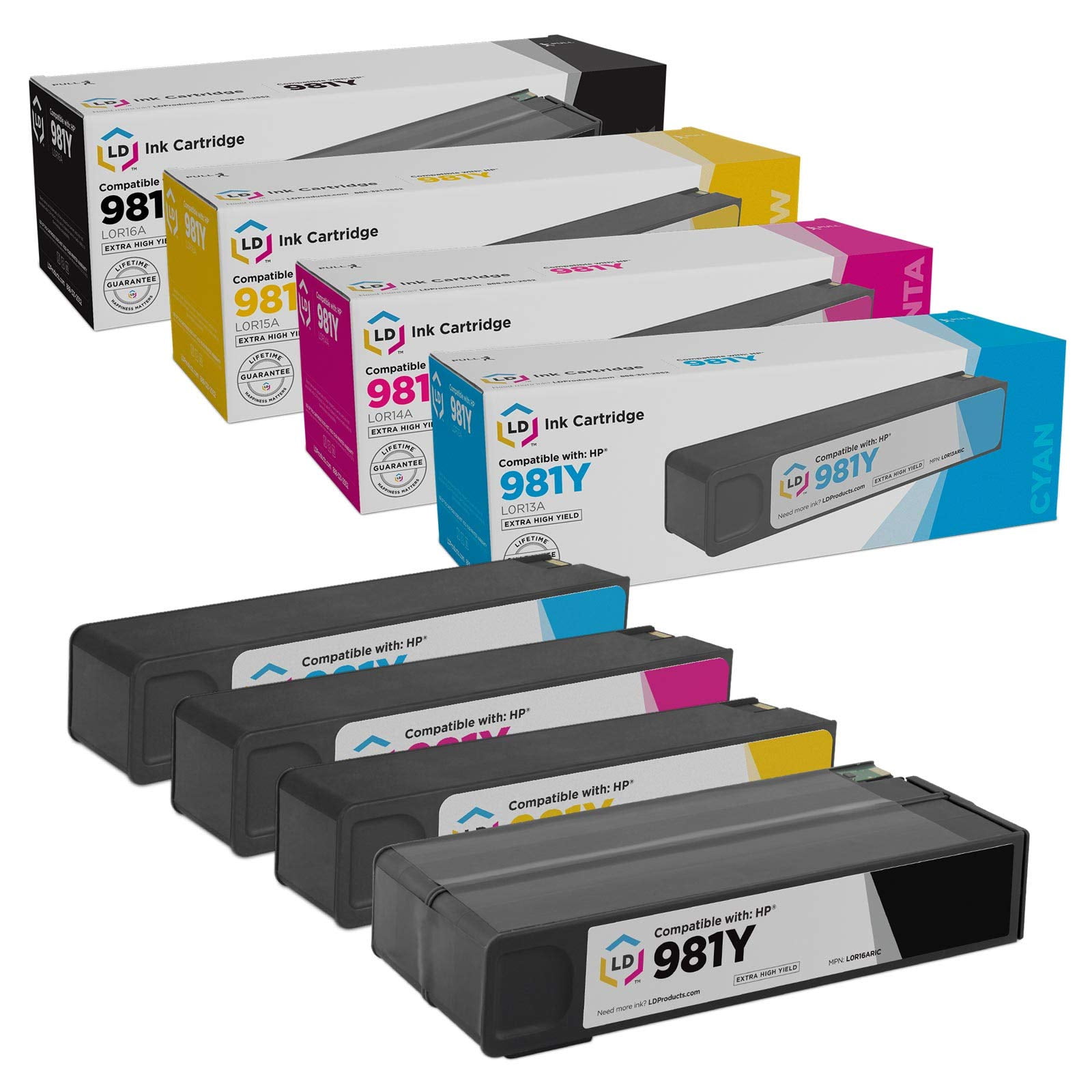 LD Products Compatible Replacement for HP 981Y Set of 4 Ink Cartridges ...