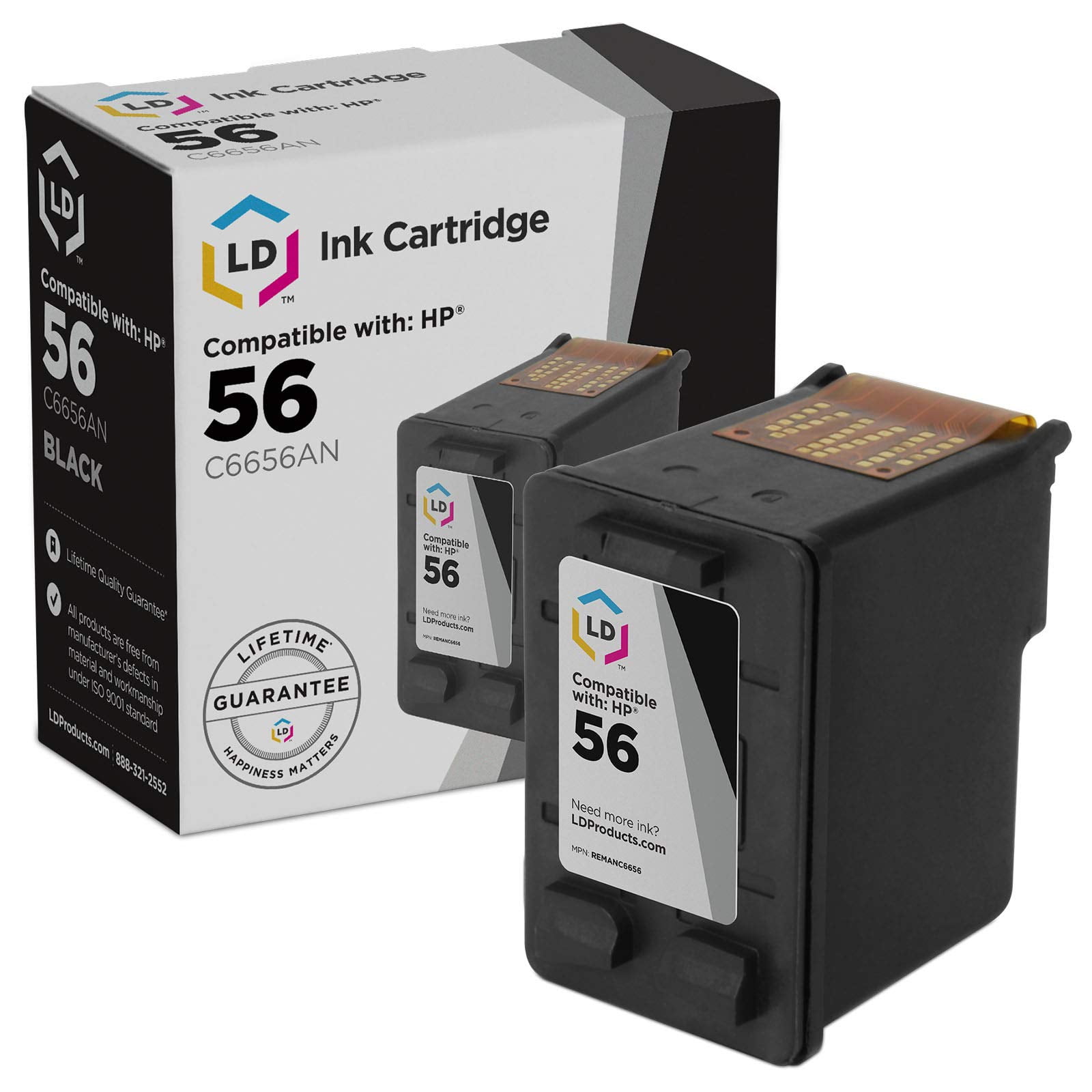 LD Products Ink Cartridge Replacement, HP 56 C6656AN Black, Compatible ...
