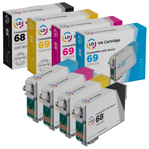 Replacement Ink Cartridge Replacement for Epson 68 & Epson 69 (Black ...