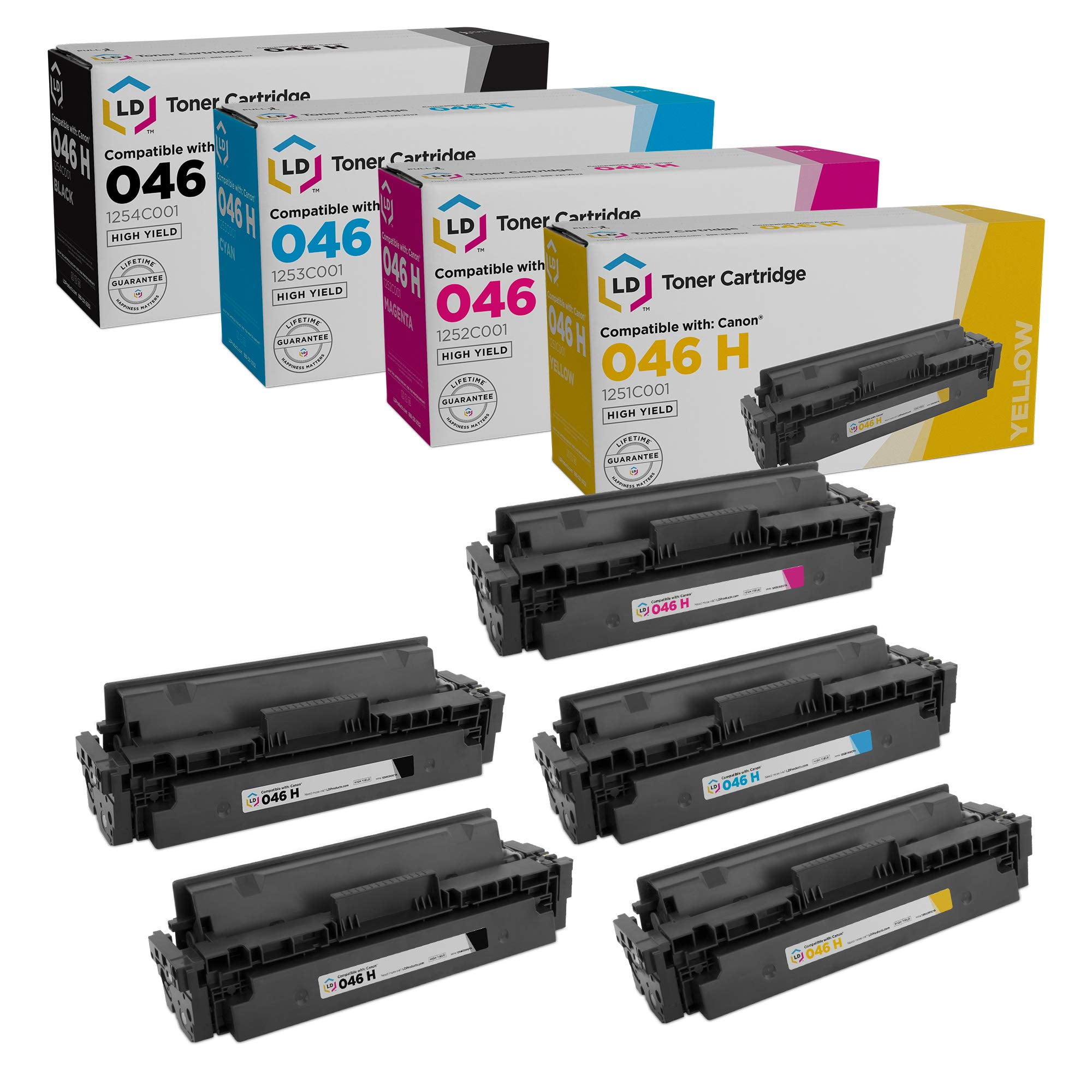 LD Toner Cartridges for Canon 046H HY 2 Black, 1 Cyan, 1 Magenta, 1 ...