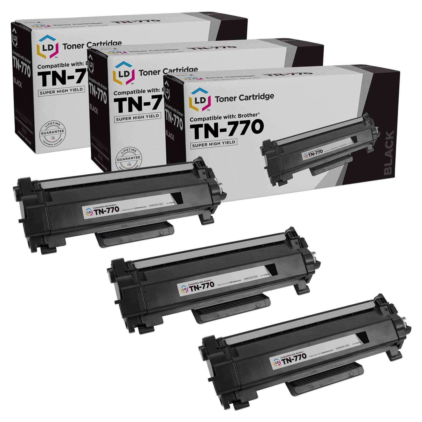 LD Products Compatible Brother TN770 TN760 Black Toner Cartridges 3 ...