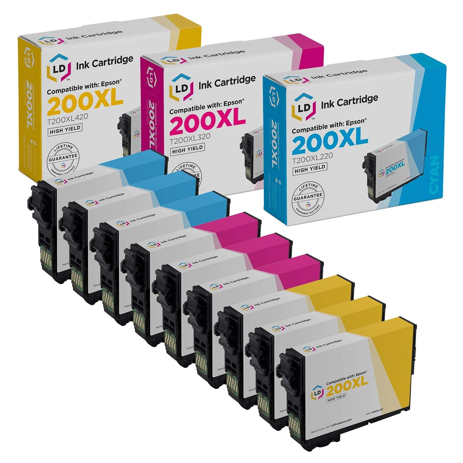LD for 200XL 200 XL HY Color Ink Cartridges: 3 each CMY 9-Pack ...