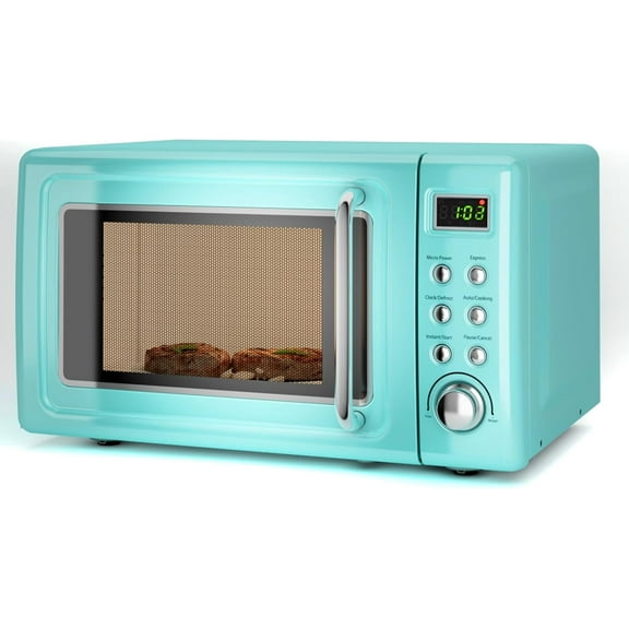 LDAILY 0.7Cu.ft Retro Small Microwave Oven, 700W Compact Countertop ...