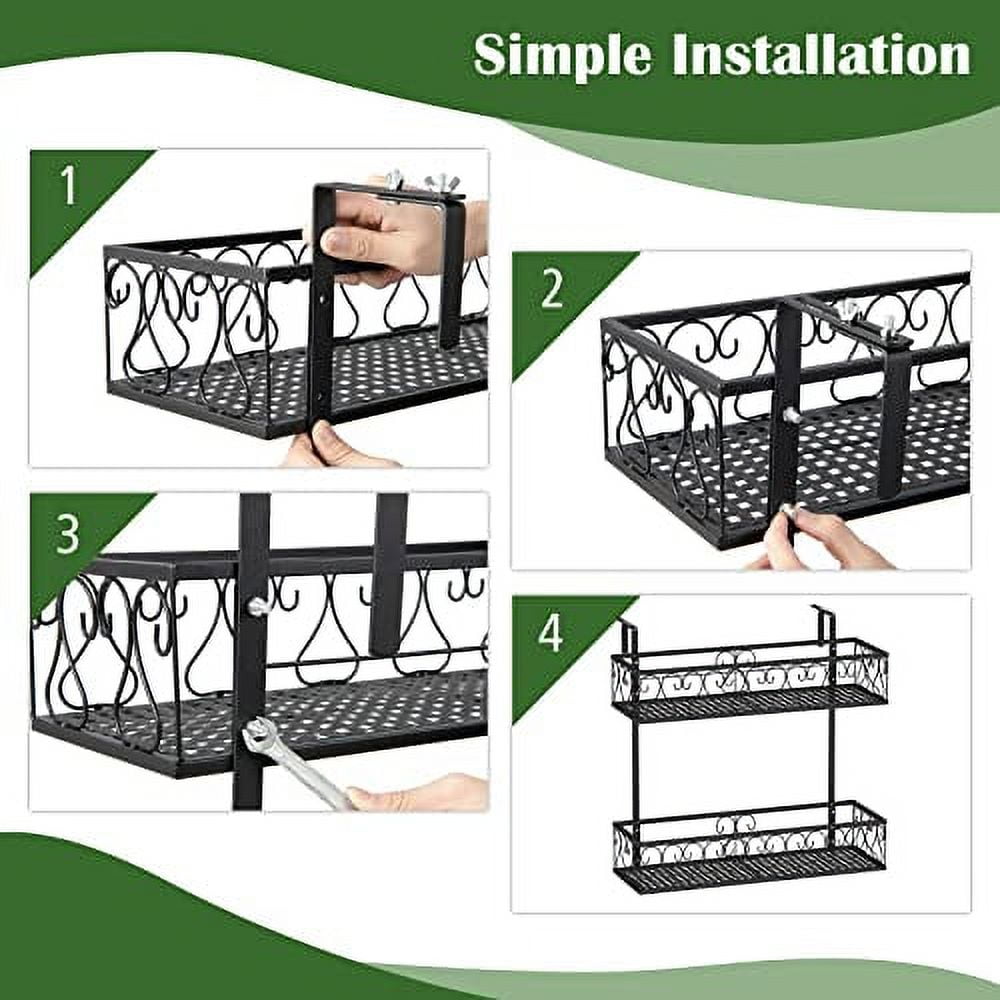 LDAILY 2-Tier Hanging Flower Rack, Hanging Flower Pot Holder w ...
