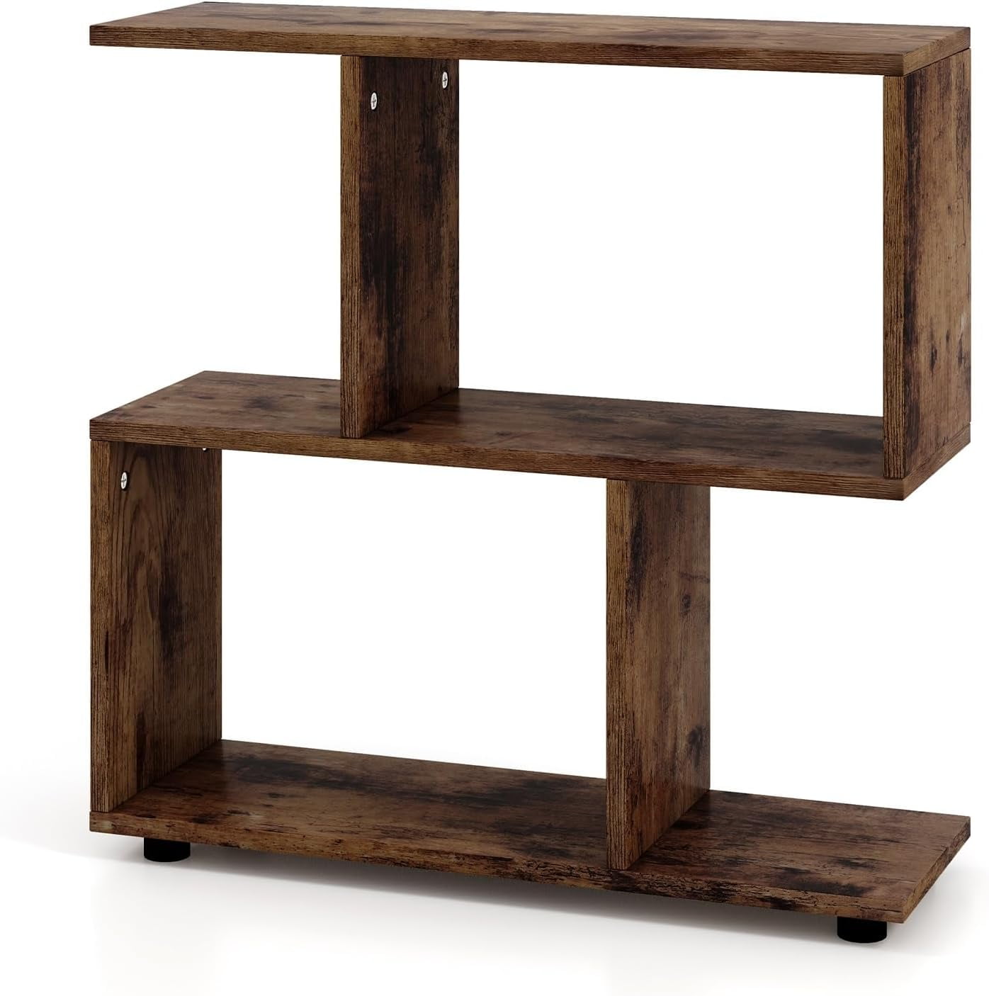 LDAILY 3-Tier Geometric Bookshelf, 24” S-Shaped Storage Bookshelf for ...