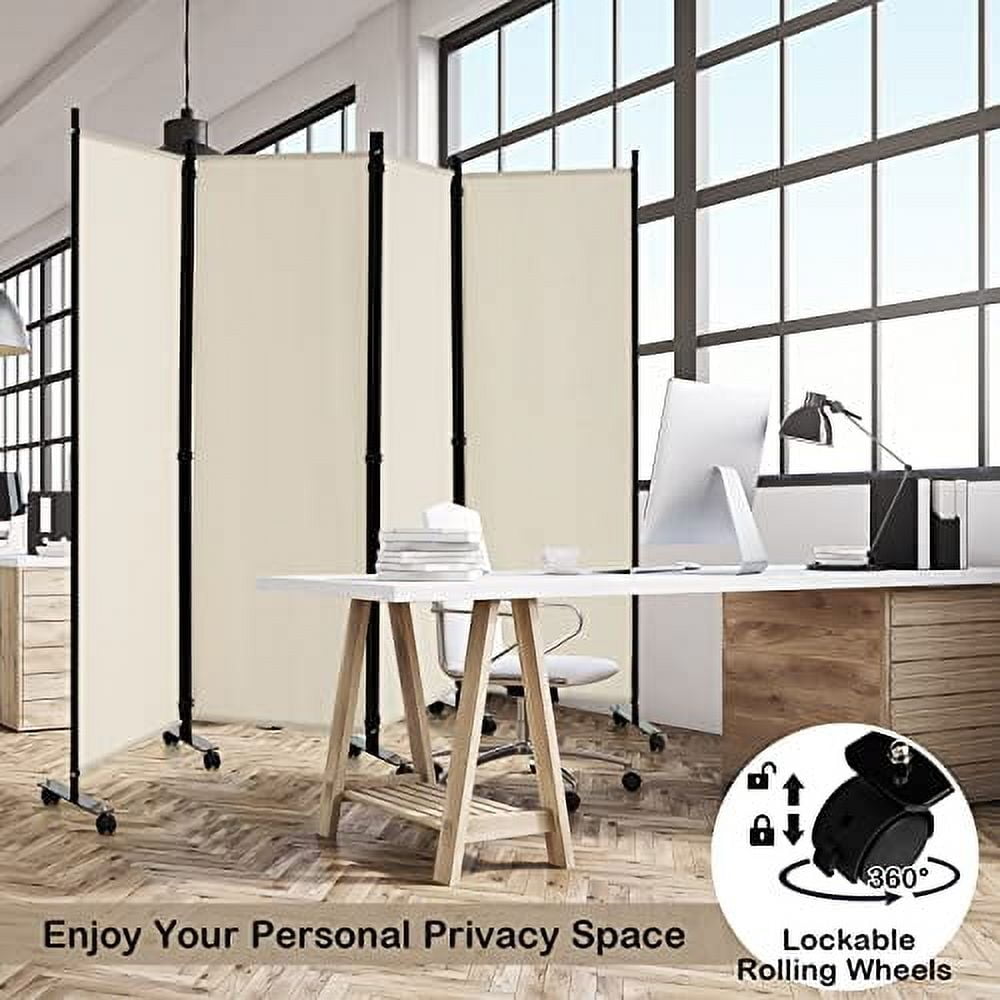 LDAILY 4 Panels Folding Room Divider, 6FT Tall Fabric Privacy Screen w ...