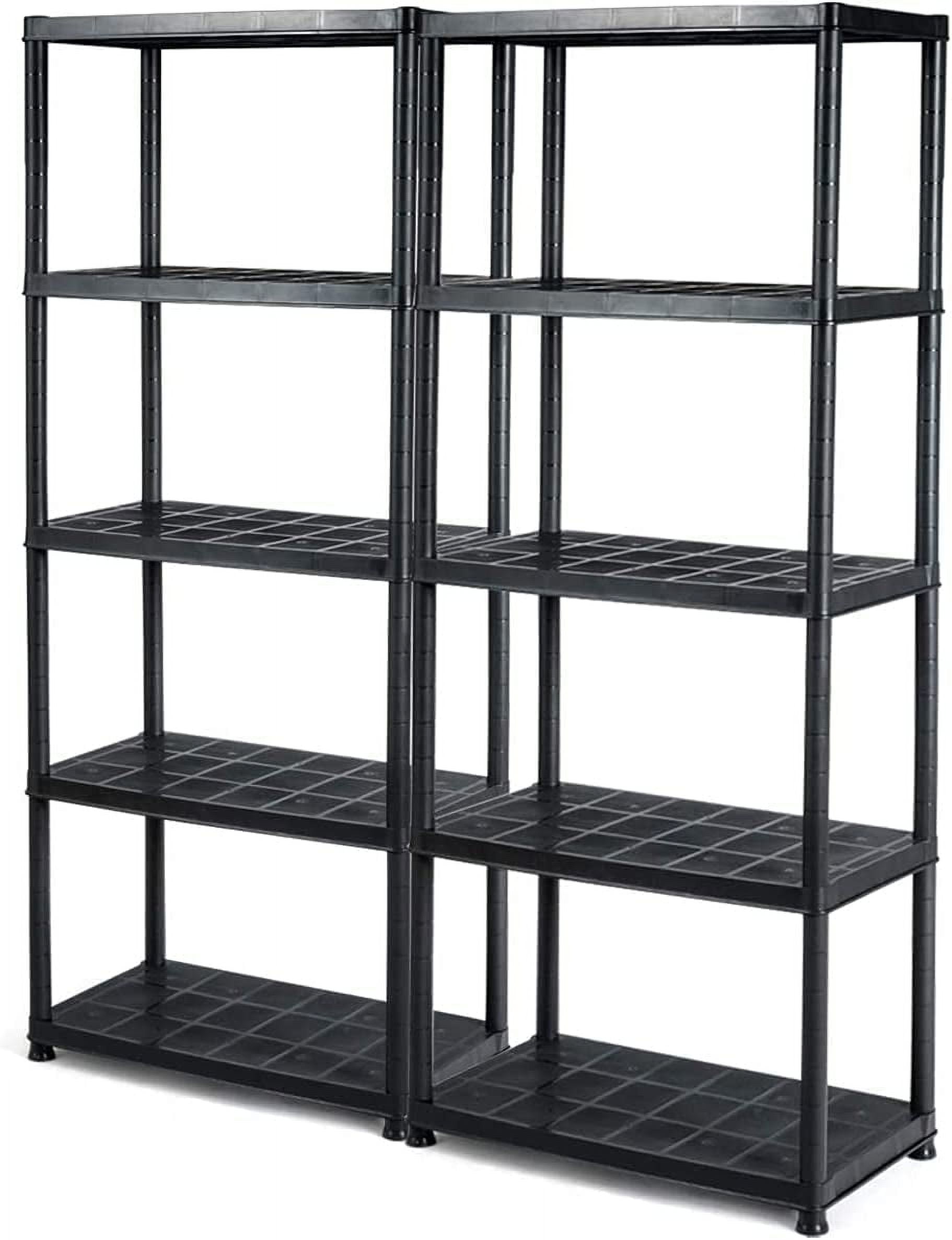 LDAILY 5 Tier Plastic Storage Shelves, Easy to Assemble Garage Rack ...