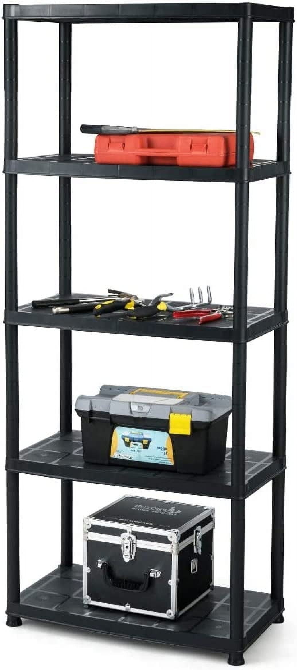 LDAILY 5 Tier Plastic Storage Shelves, Easy to Assemble Garage Rack ...