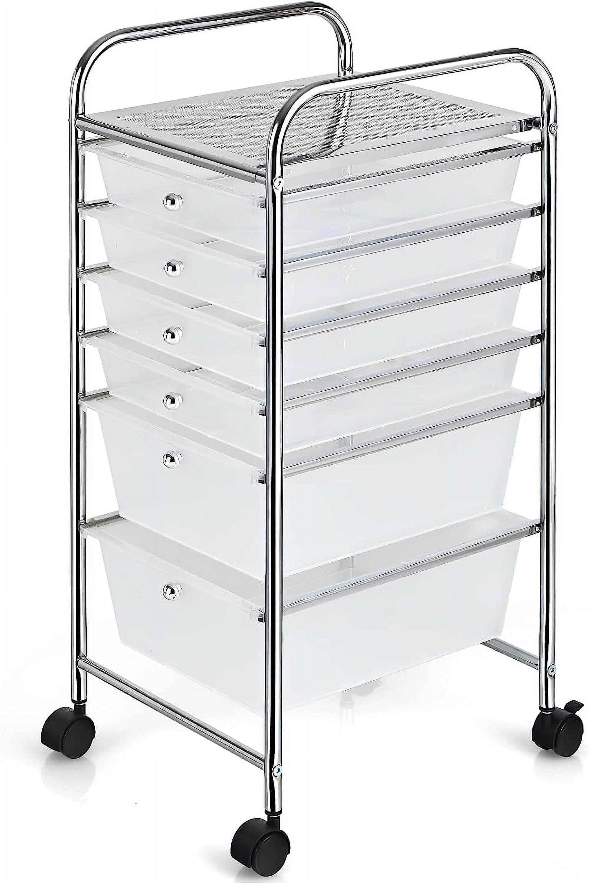 LDAILY 6 Drawers Rolling Storage Cart, Mobile Utility Drawer Cart ...
