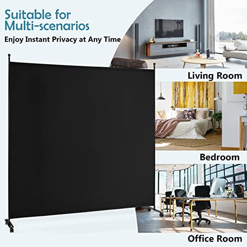 LDAILY 6FT Single Panel Rolling Room Divider, 72" Wide Partition ...