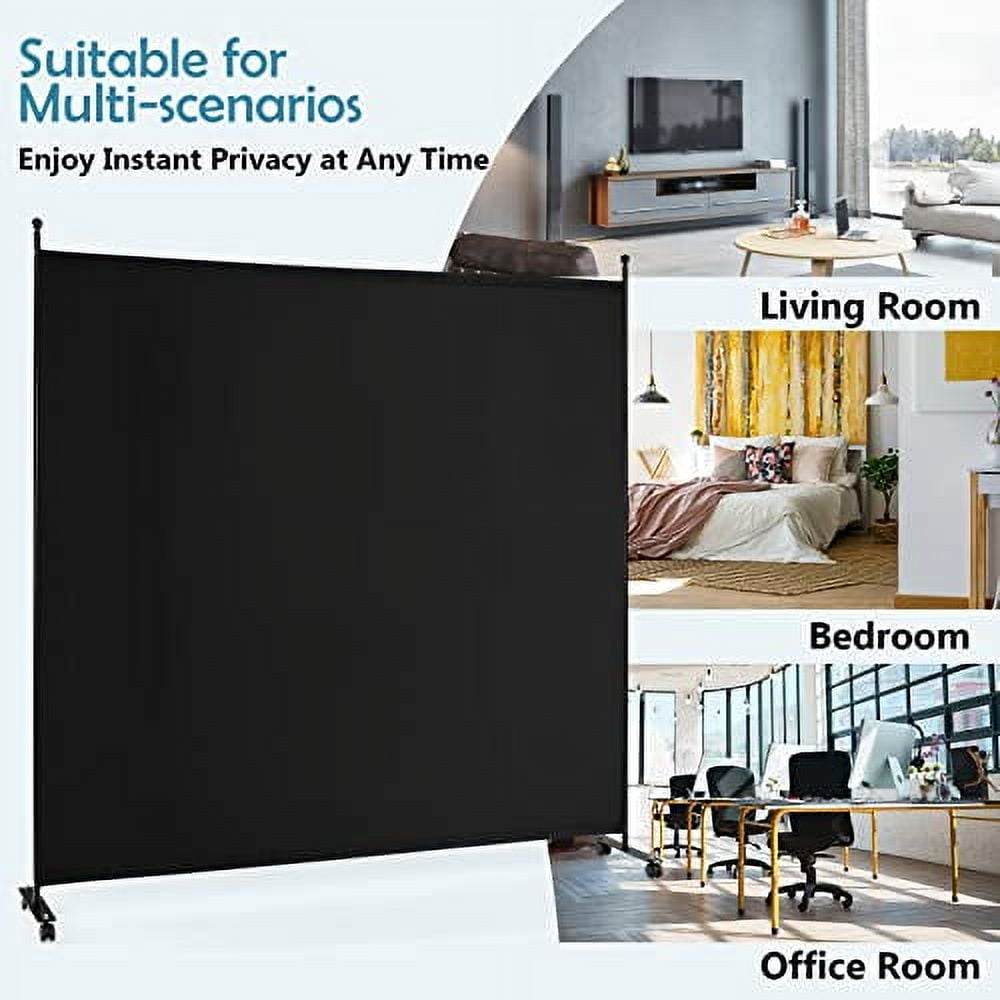 LDAILY 6FT Single Panel Rolling Room Divider, 72" Wide Partition ...