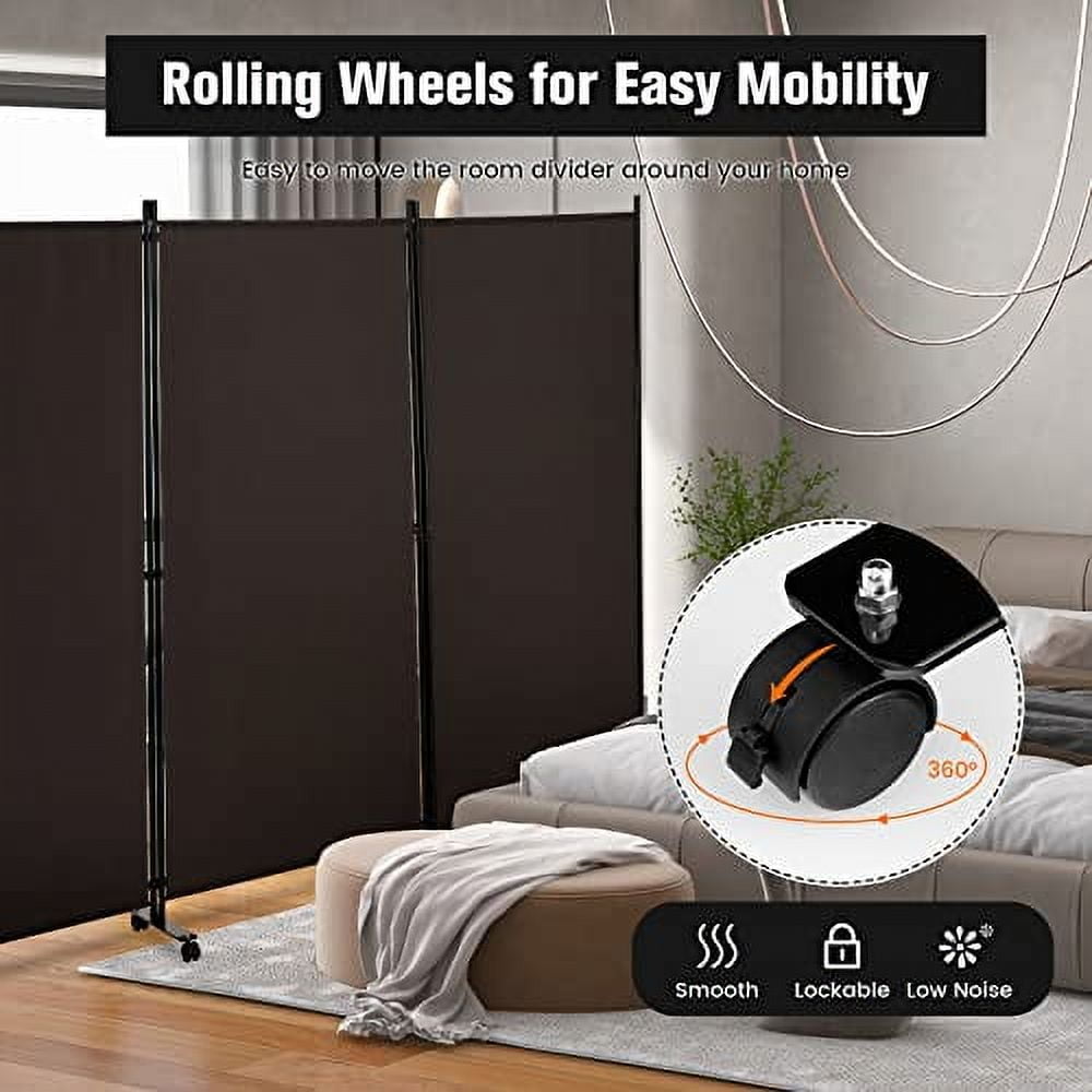 LDAILY 6FT Single Panel Rolling Room Divider, 73" Wide Partition ...